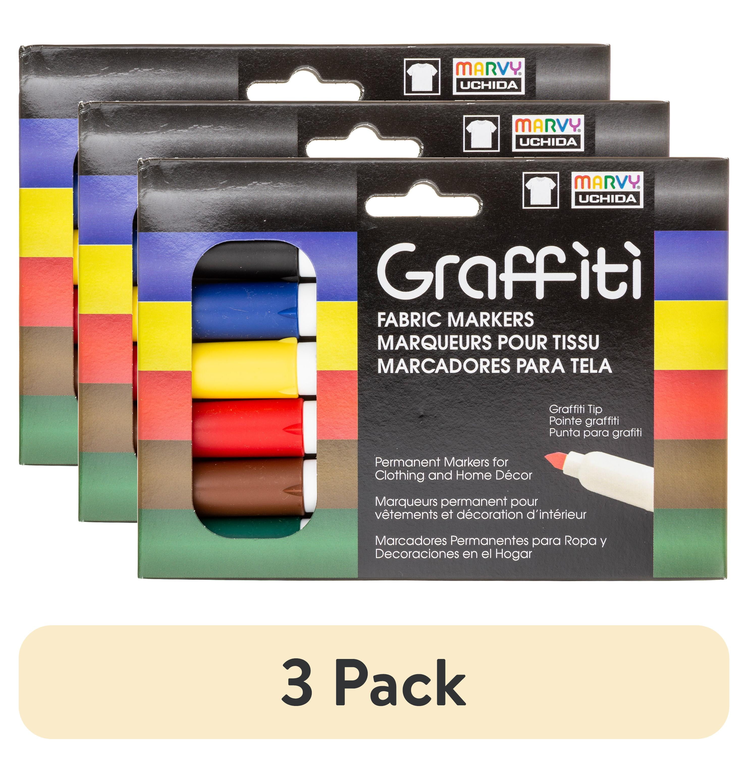 (3 pack) Marvy Uchida Permanent Fabric Markers, Brush Tip 6-Count, Non ...