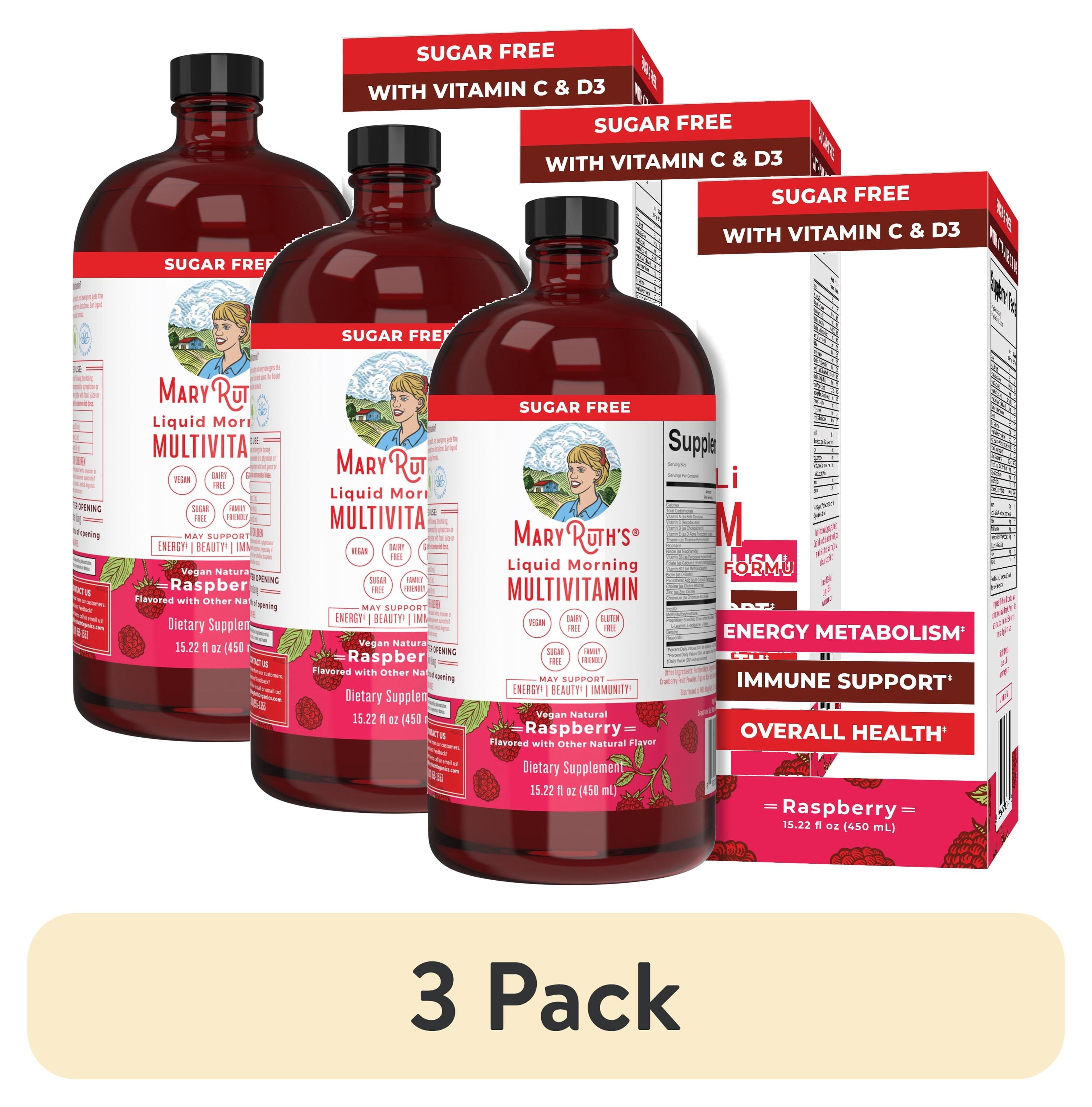 (3 pack) MaryRuth Organics Liquid Morning Multivitamin, Vegan, Adults ...