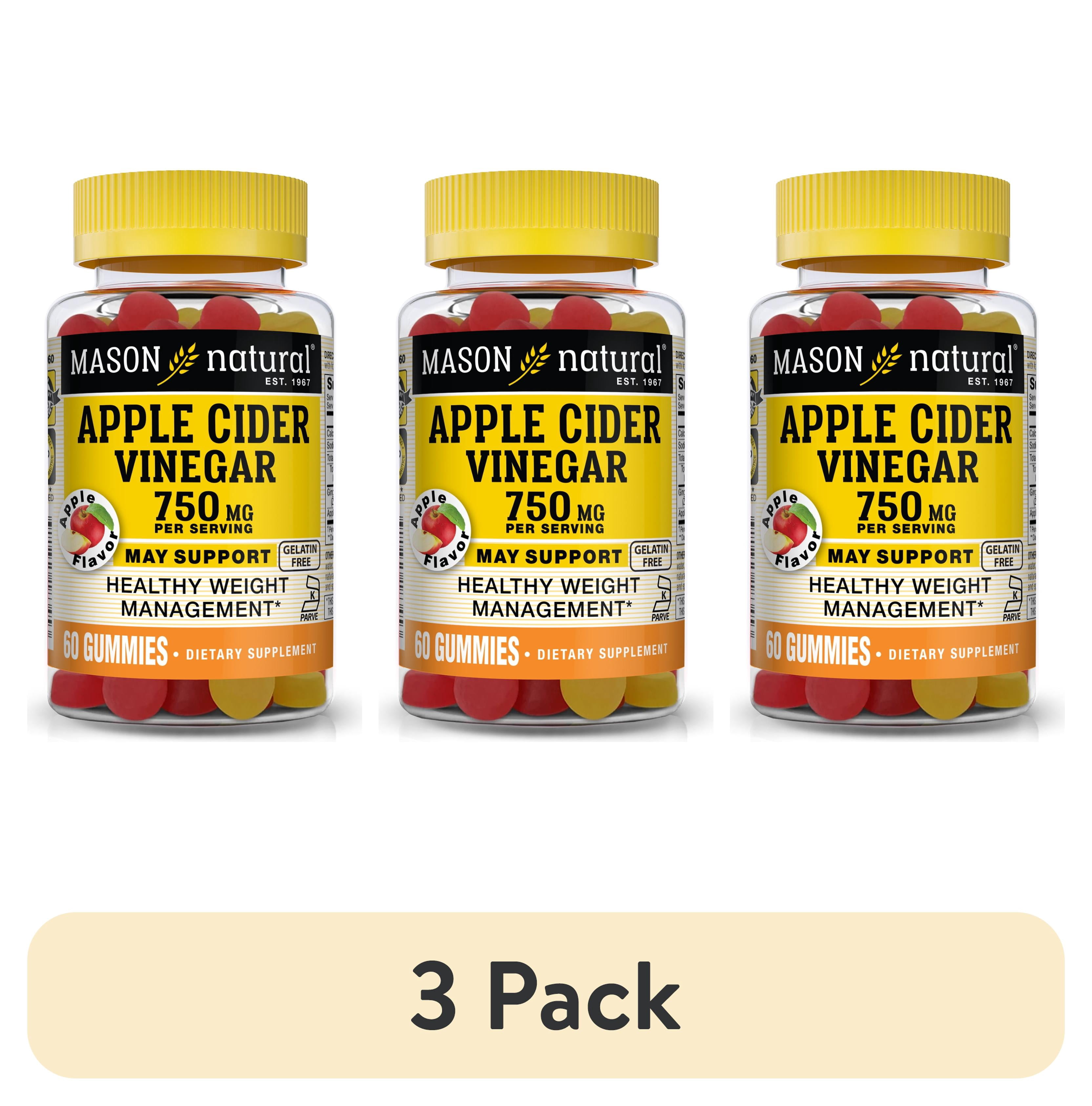 (3 pack) Mason Natural Apple Cider Vinegar 750 mg - Healthy Weight ...
