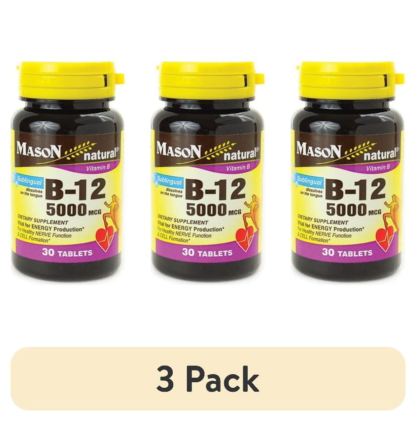 (3 pack) Mason Natural B-12 Sublingual 5,000 mcg 30 Tabs - Walmart.com