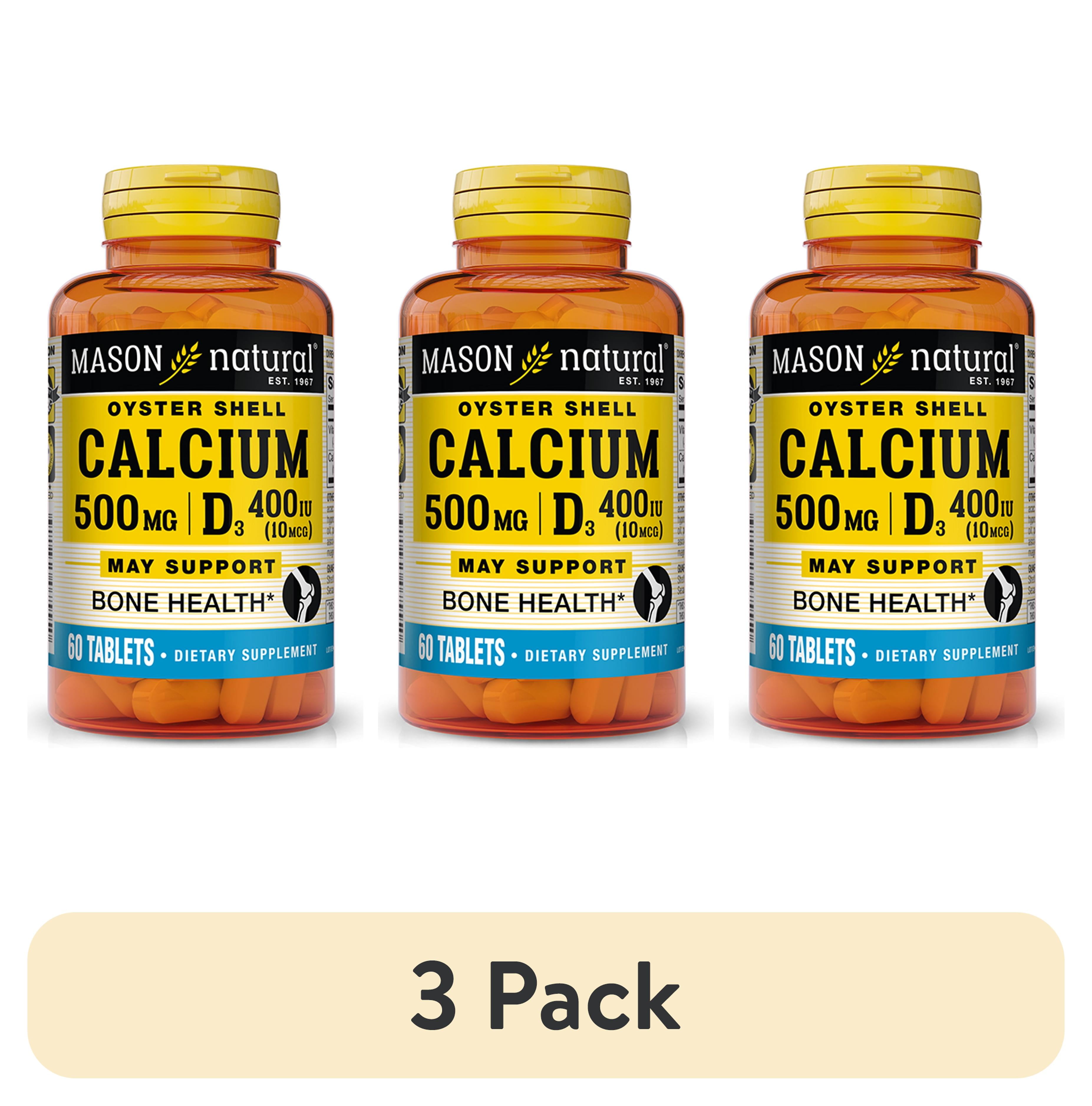 (3 pack) Mason Natural Calcium 500 mg Supports Healthy Bones, 60 ...