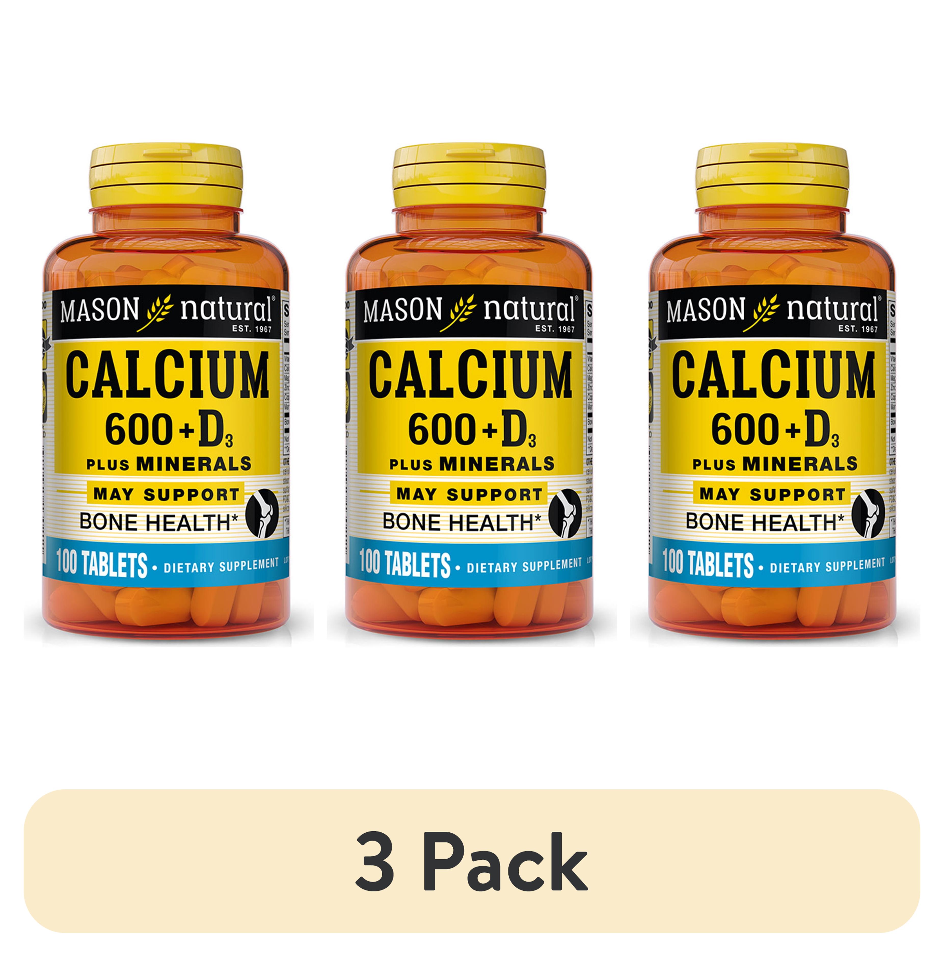 (3 pack) Mason Natural Calcium 600 mg plus Vitamin D3 with Magnesium ...