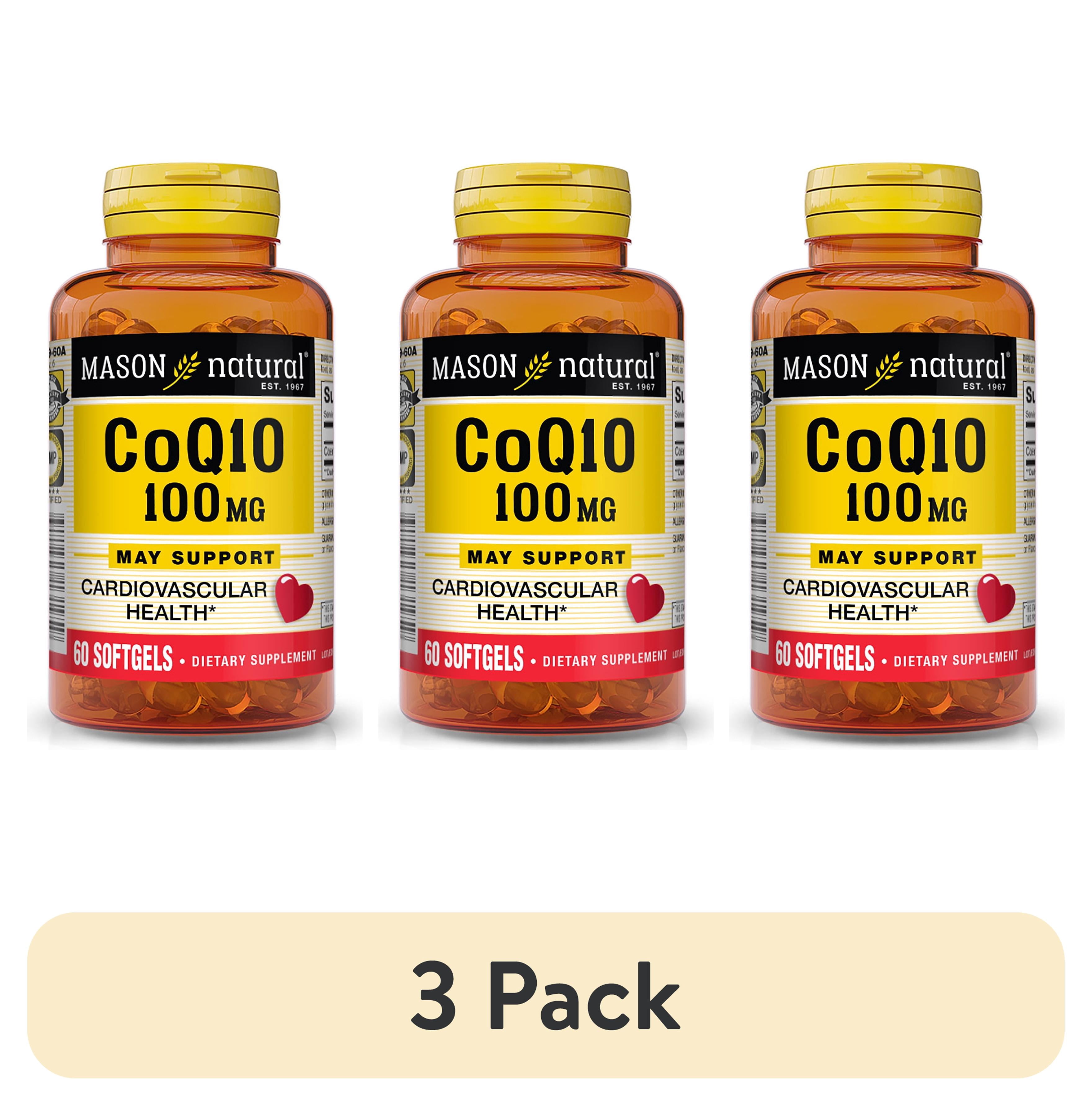 (3 pack) Mason Natural Co Q10 100 mg - Healthy Heart and Cellular ...