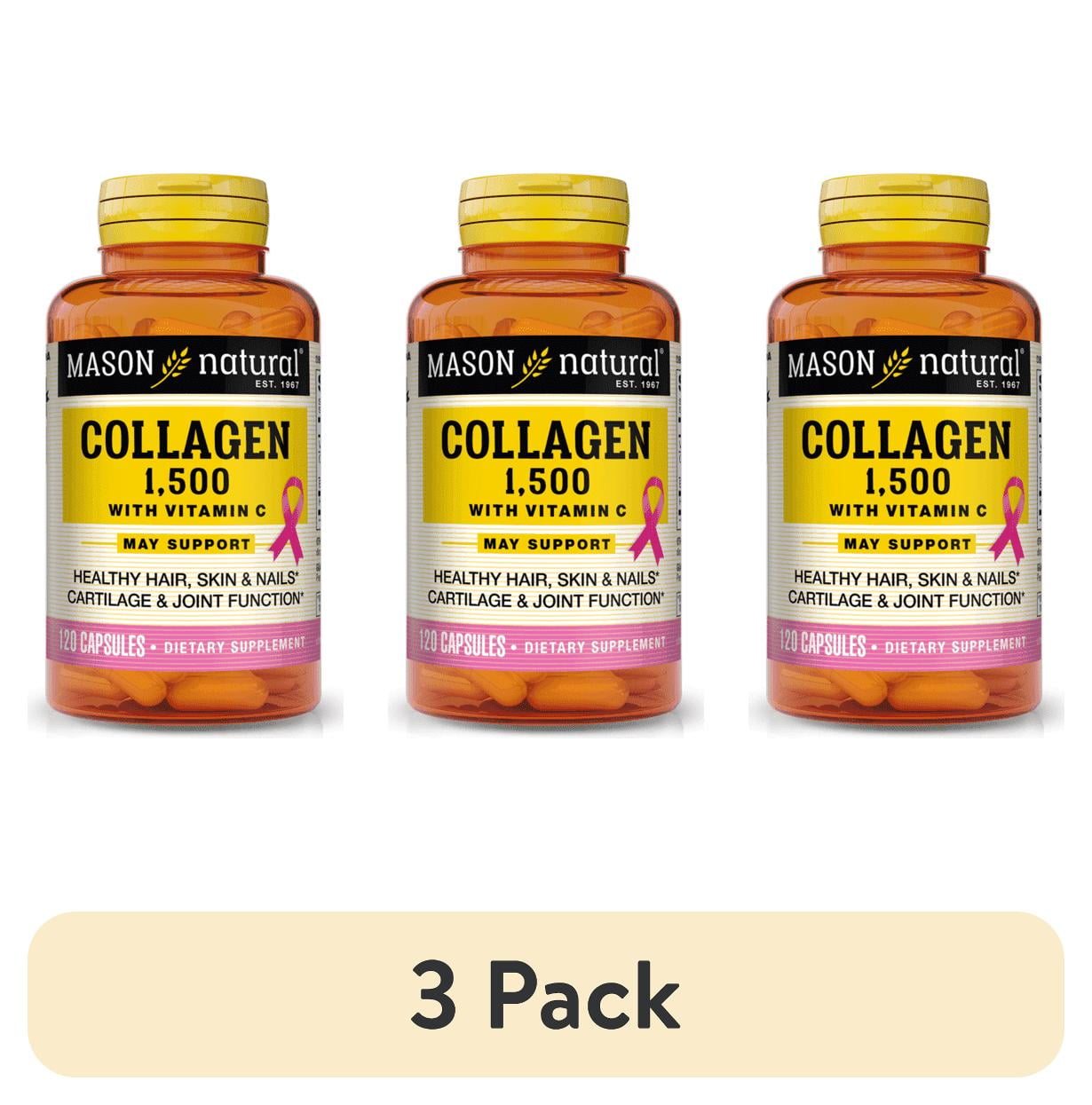 (3 pack) Mason Natural Collagen 1,500 with Vitamin C 120 Caps - Walmart.com