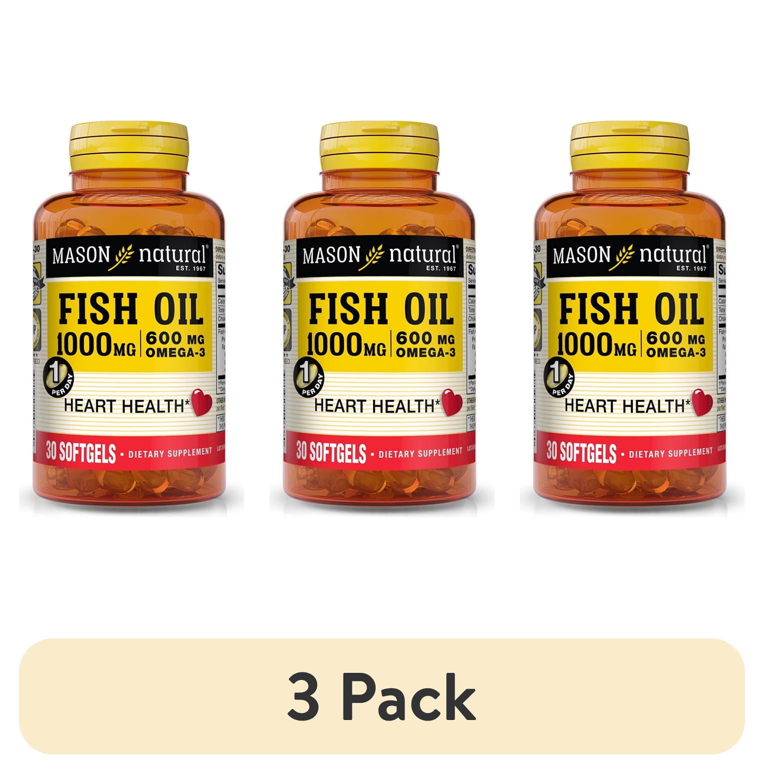 (3 pack) Mason Natural Omega-3 600 mg Fish Oil 30 Softgels for ...