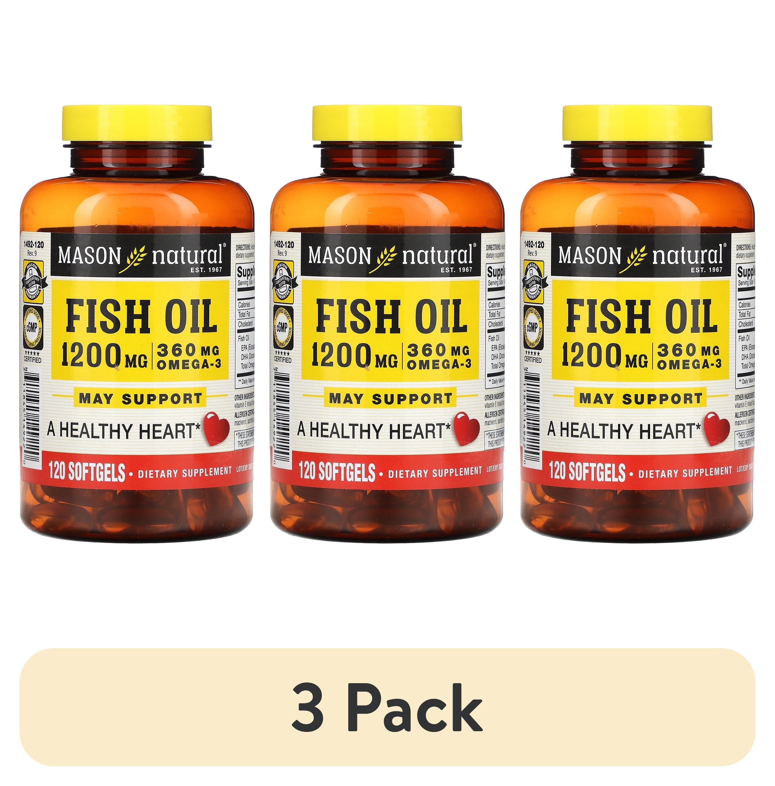 (3 pack) Mason Natural Omega Fatty Acid Supplements, 1,200 mg, 120 ...