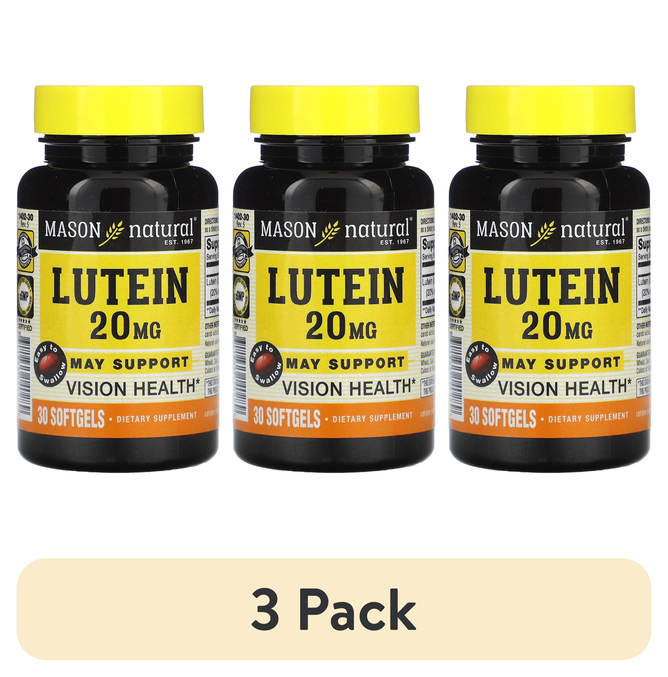 (3 pack) Mason Natural Lutein 20 mg with Vitamin E, 30 Softgels ...