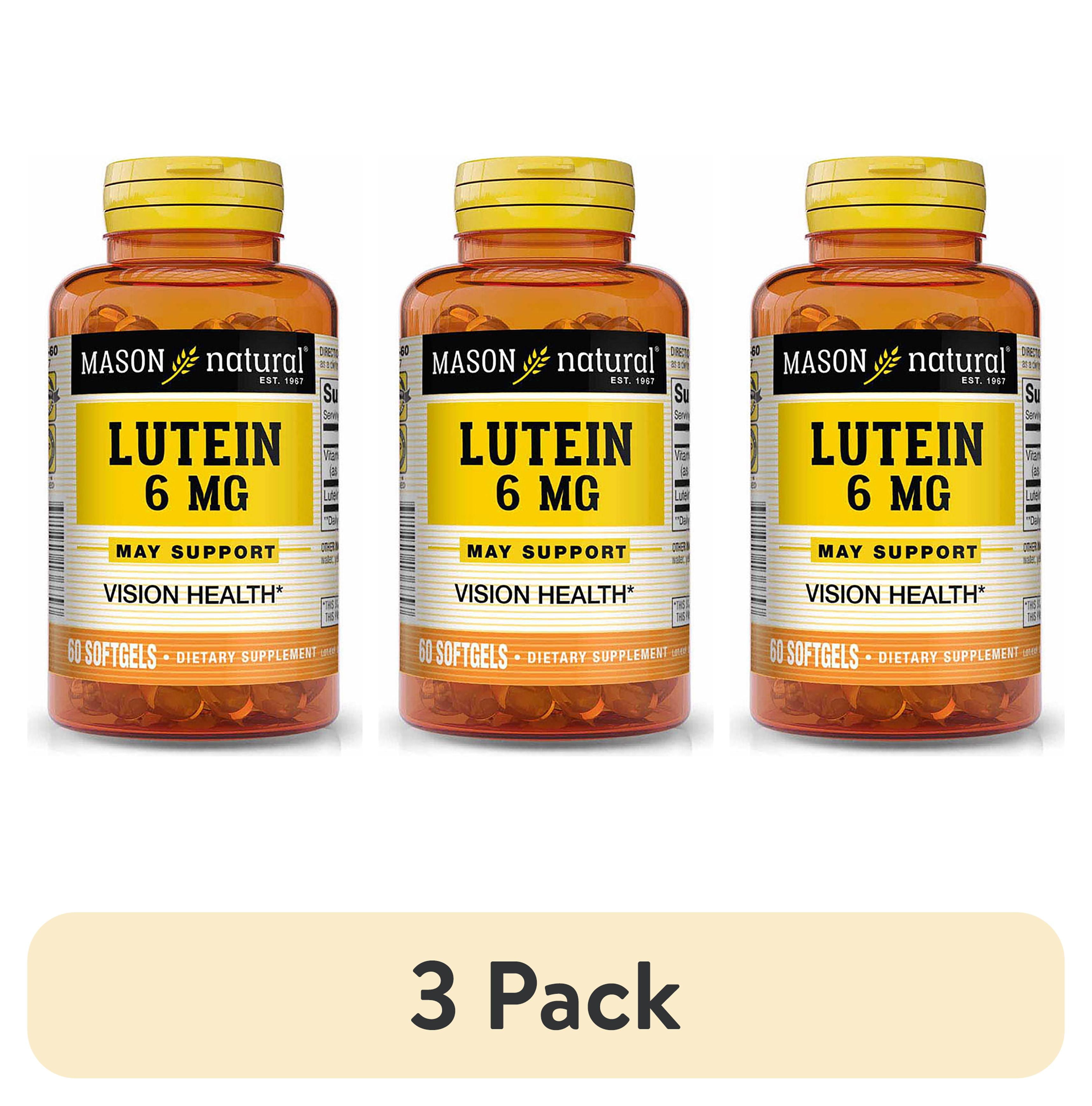(3 pack) Mason Natural Lutein 6 mg with Vitamin E - Healthy Vision and ...