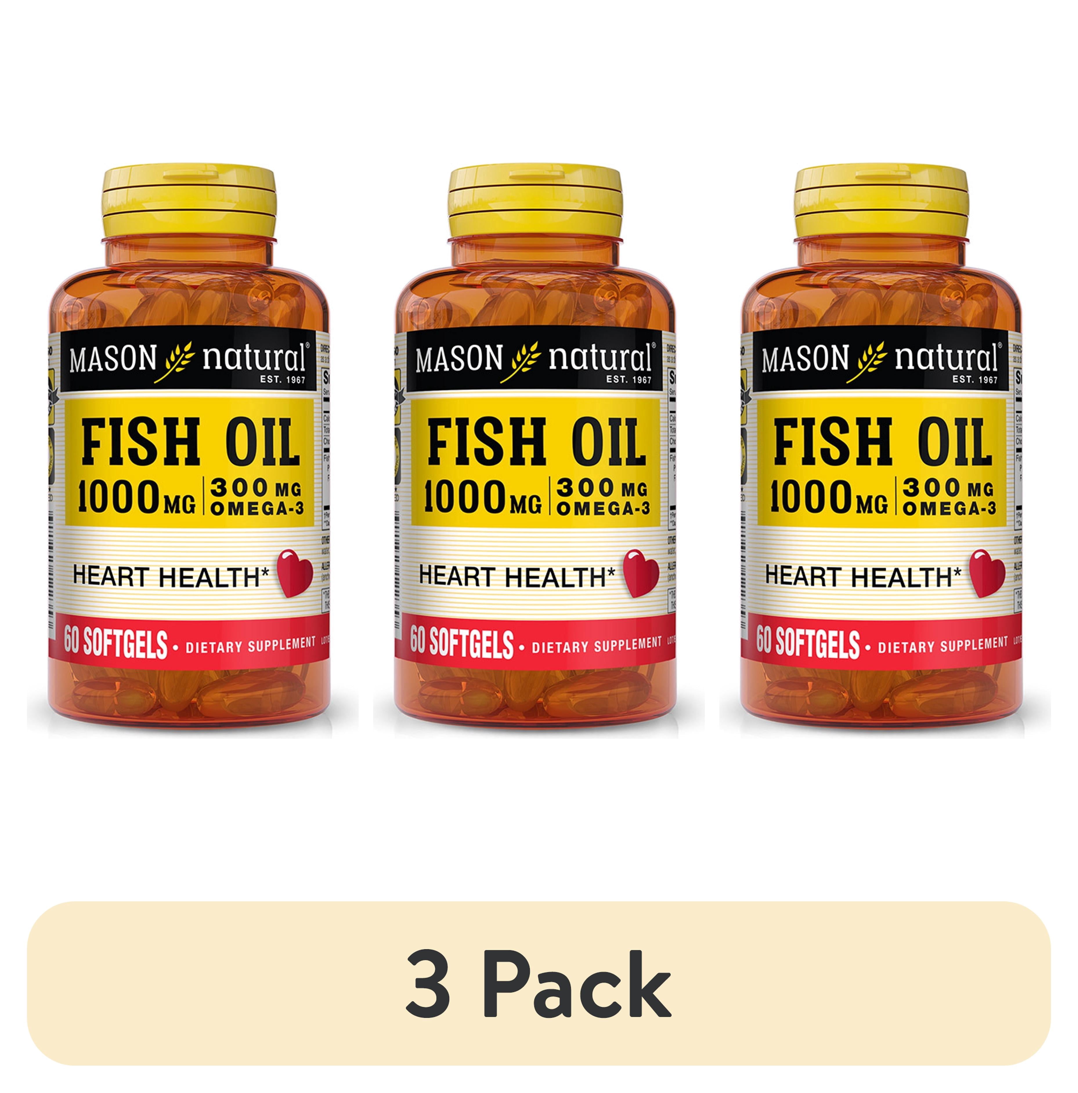 Mason Natural Omega-3 Fish Oil 1000 mg Softgels, EPA & DHA, 60 Count ...