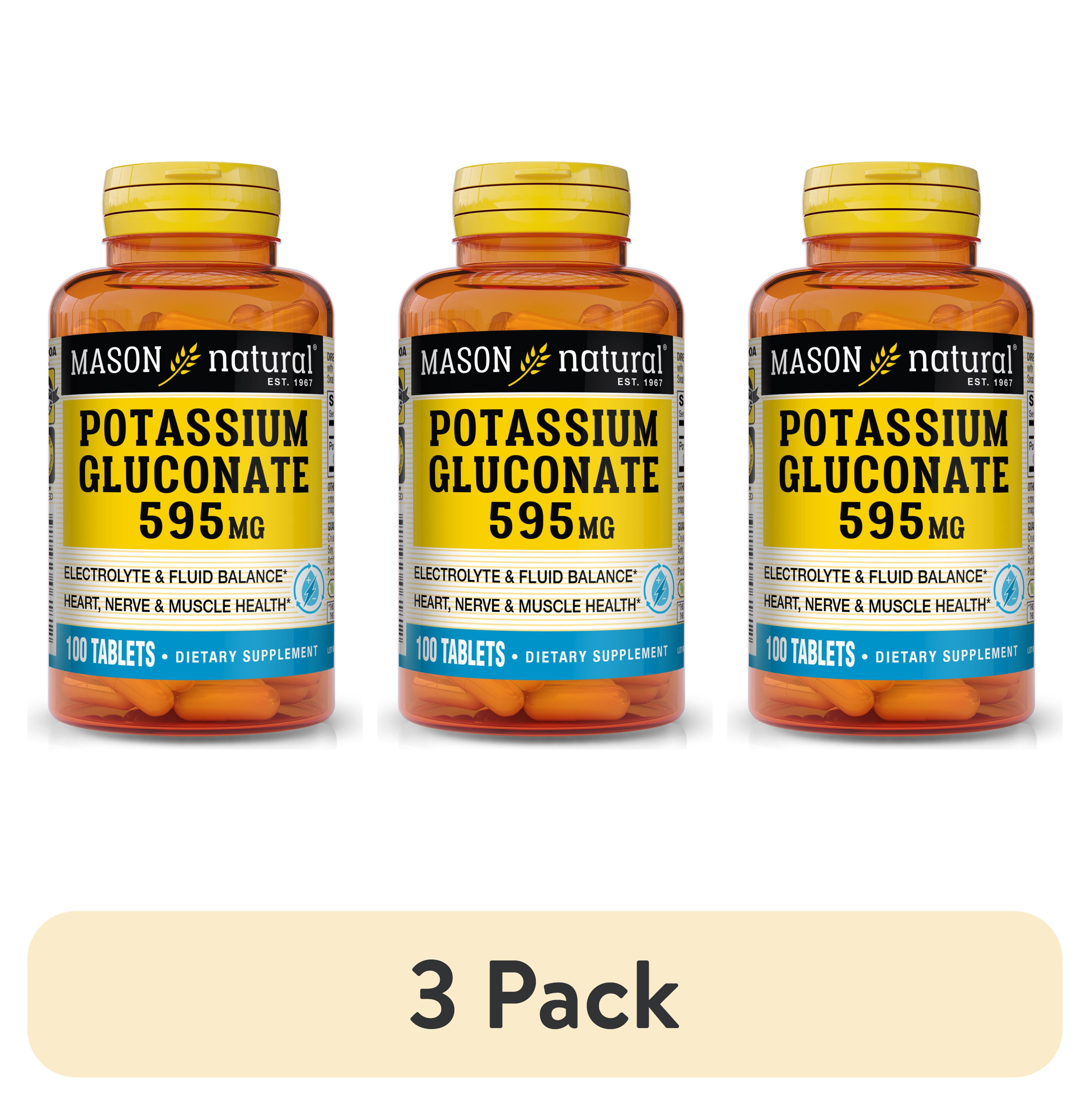 (3 pack) Mason Potassium Gluconate 595 mg Tablets, 100 Count - Walmart.com