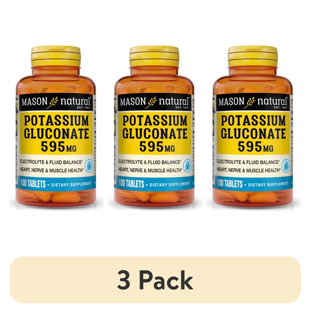 (3 pack) Mason Potassium Gluconate 595 mg Tablets, 100 Count - Walmart ...