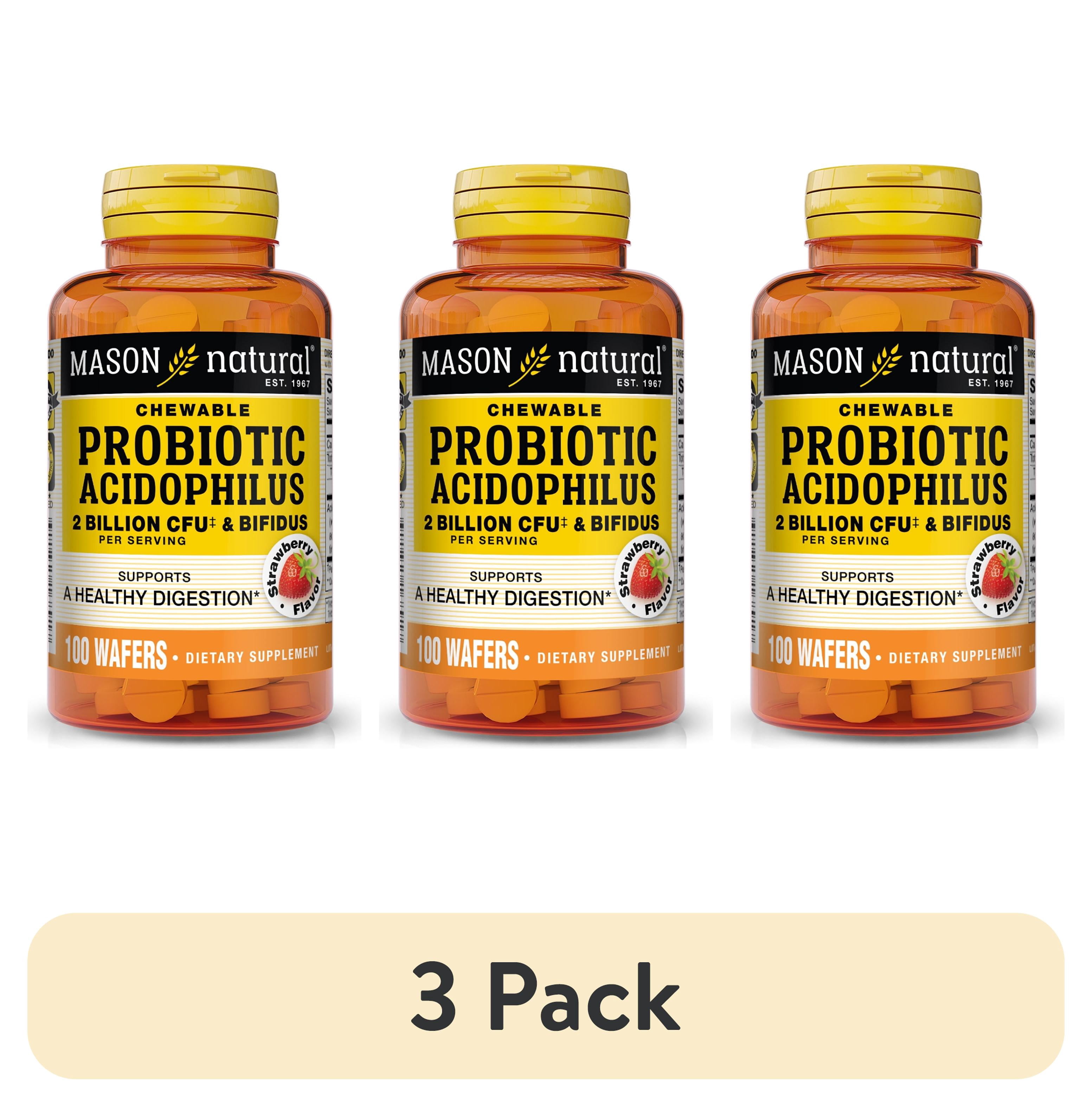 (3 pack) Mason Natural Probiotic Acidophilus with Bifidus, 2 Billion ...