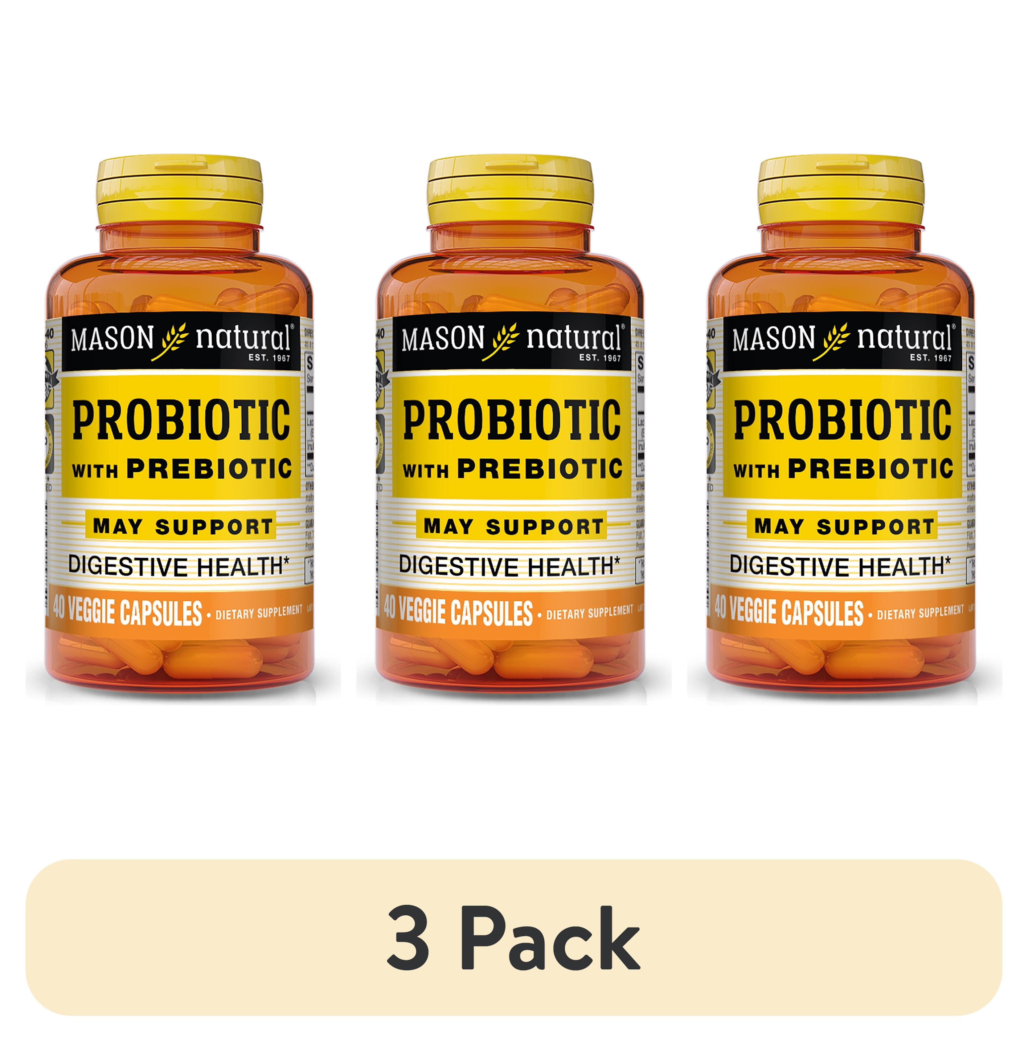 (3 pack) Mason Natural Probiotic with Prebiotic, Supports Digestive ...