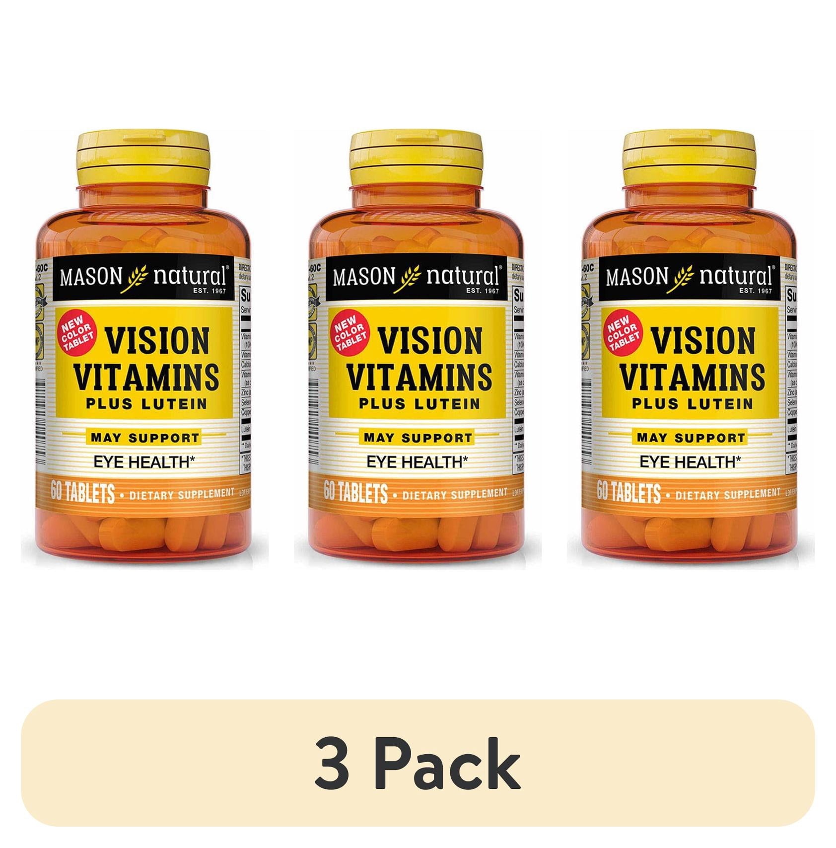 (3 pack) Mason Natural Vision Vitamins Plus Lutein 60 Tablets - Walmart.com