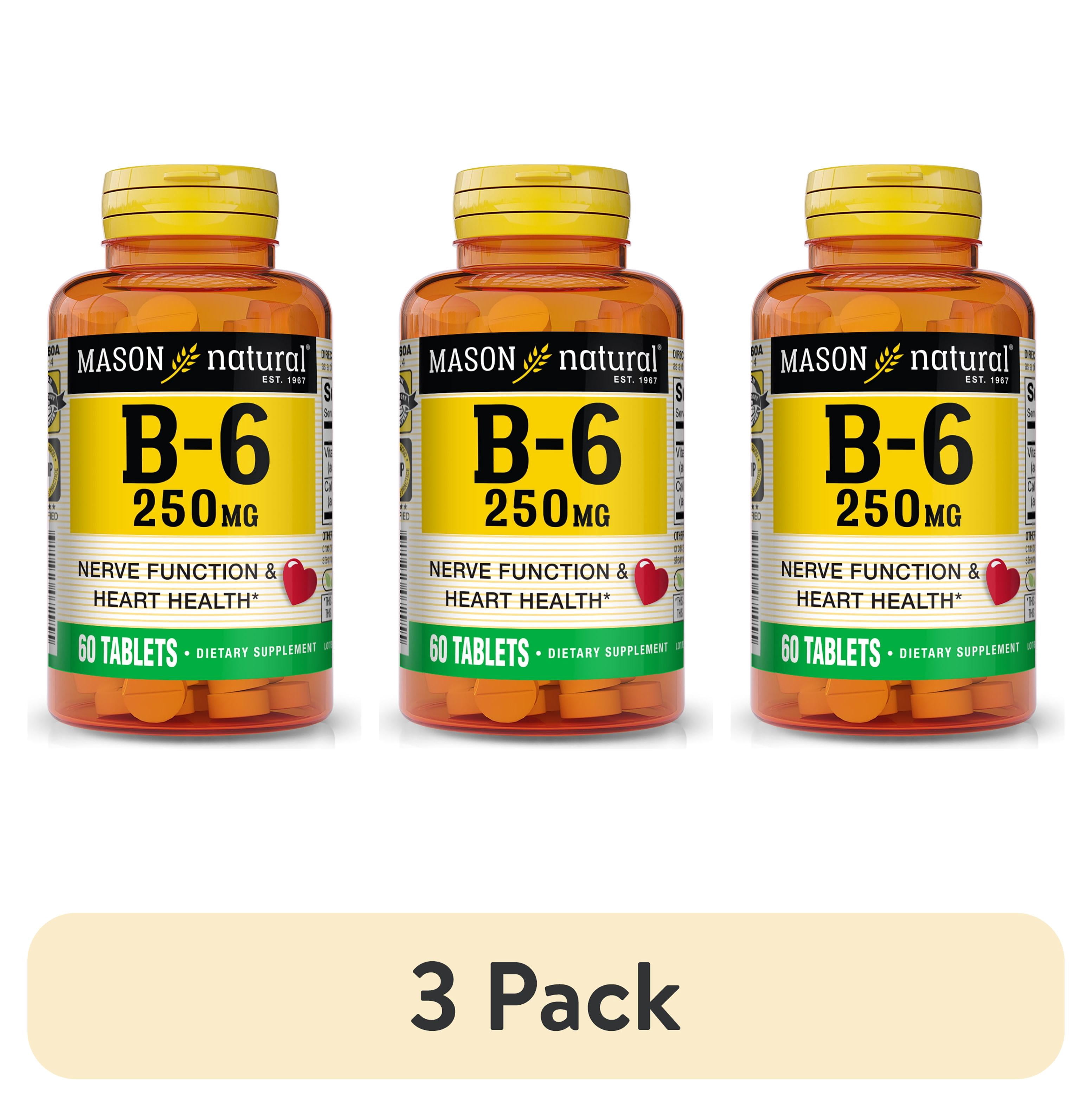 (3 pack) Mason Natural Vitamin B6 250mg, 60 Tablets - Walmart.com