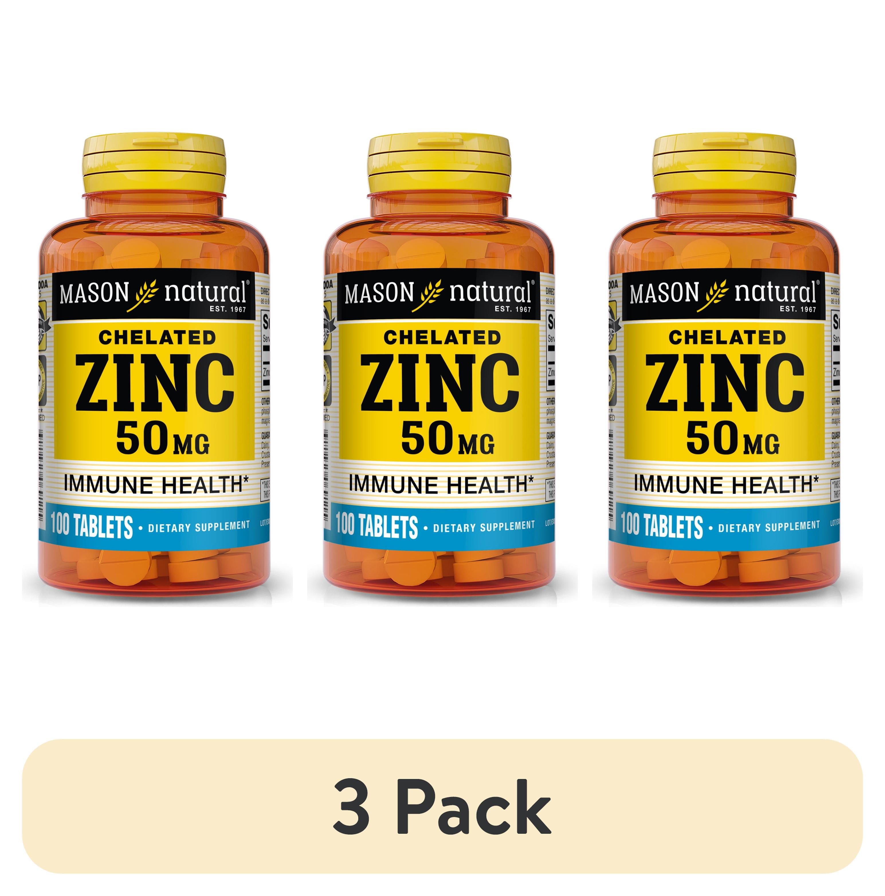 (3 pack) Mason Natural Zinc 50 mg Tablets - Improved Immune Support ...
