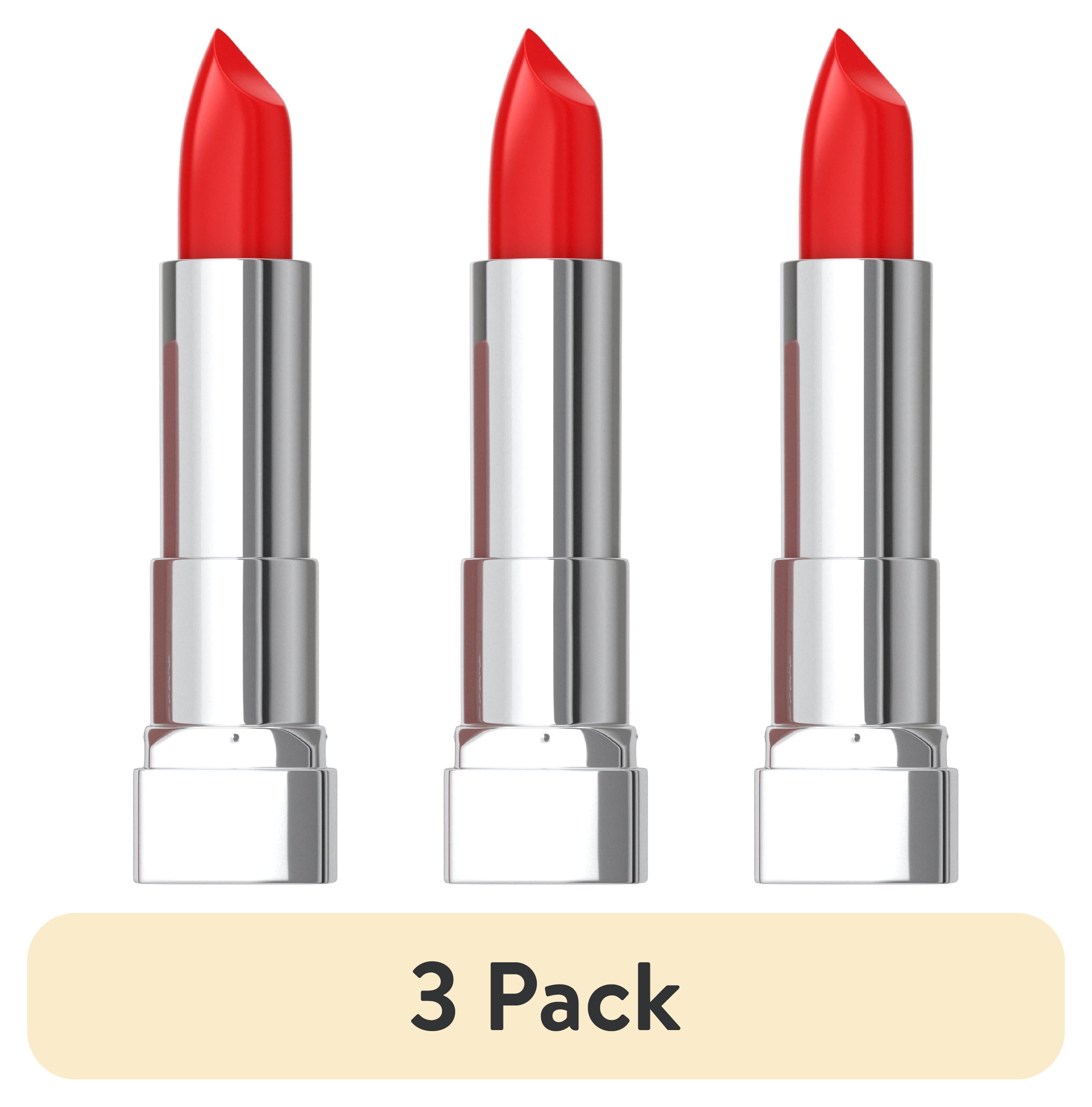 (3 pack) Maybelline Color Sensational The Creams, Cream Finish Lipstick Makeup, On Fire Red, 0. ...