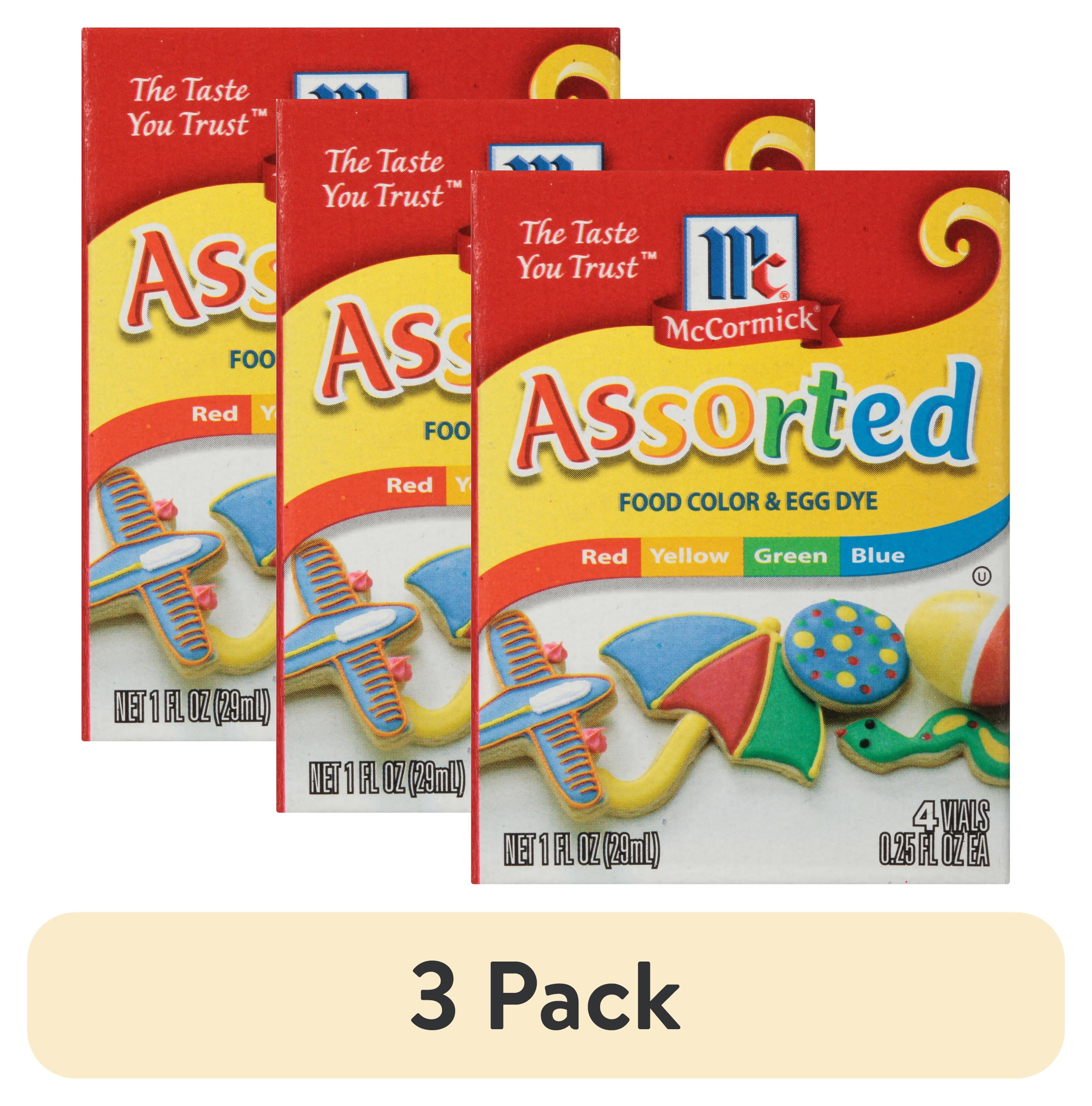 (3 pack) McCormick Kosher Assorted Food Color & Egg Dye, 1.0 fl oz ...