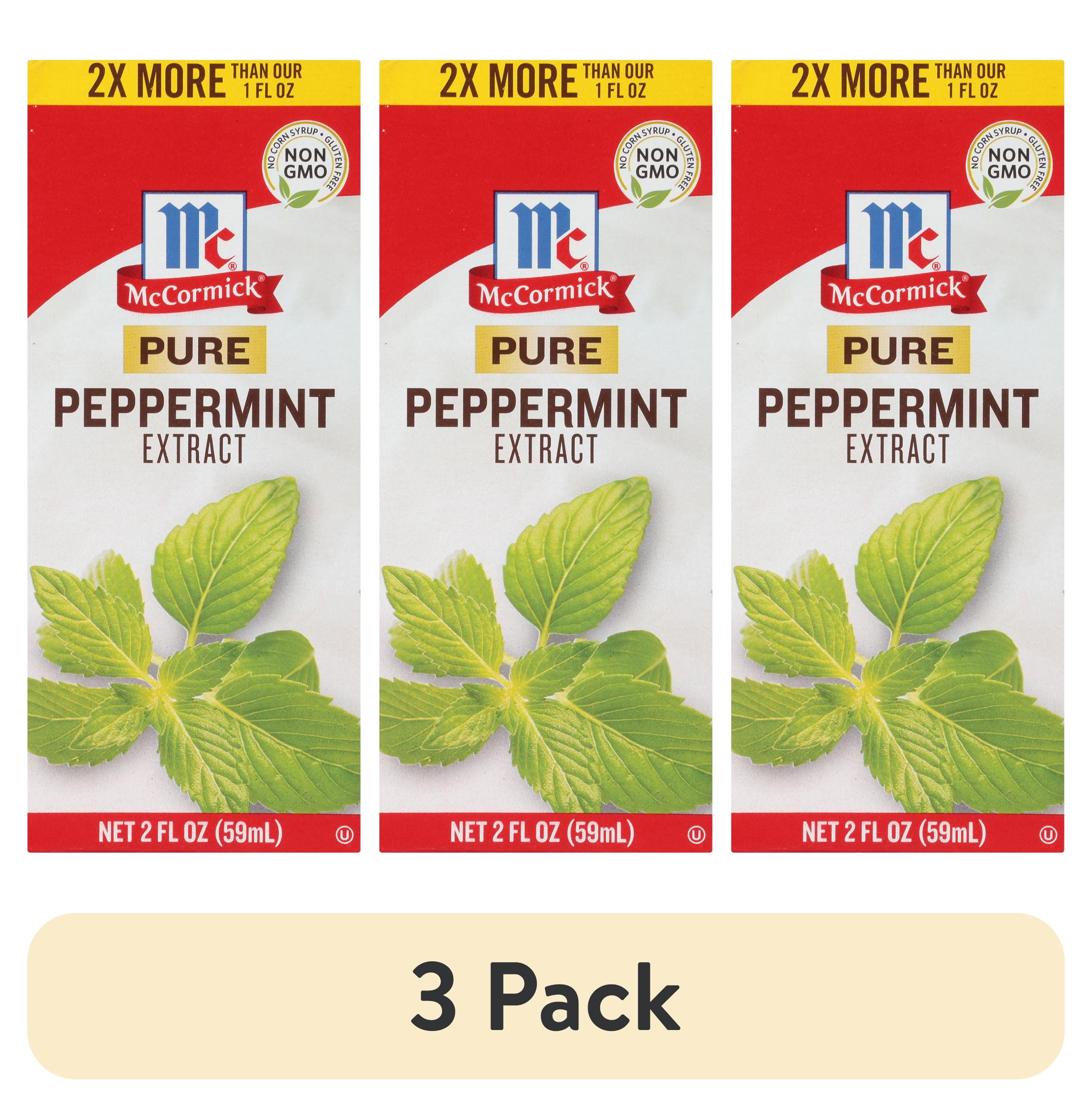 (3 pack) McCormick Non-GMO Gluten Free Pure Peppermint Extract, 2.0 fl ...