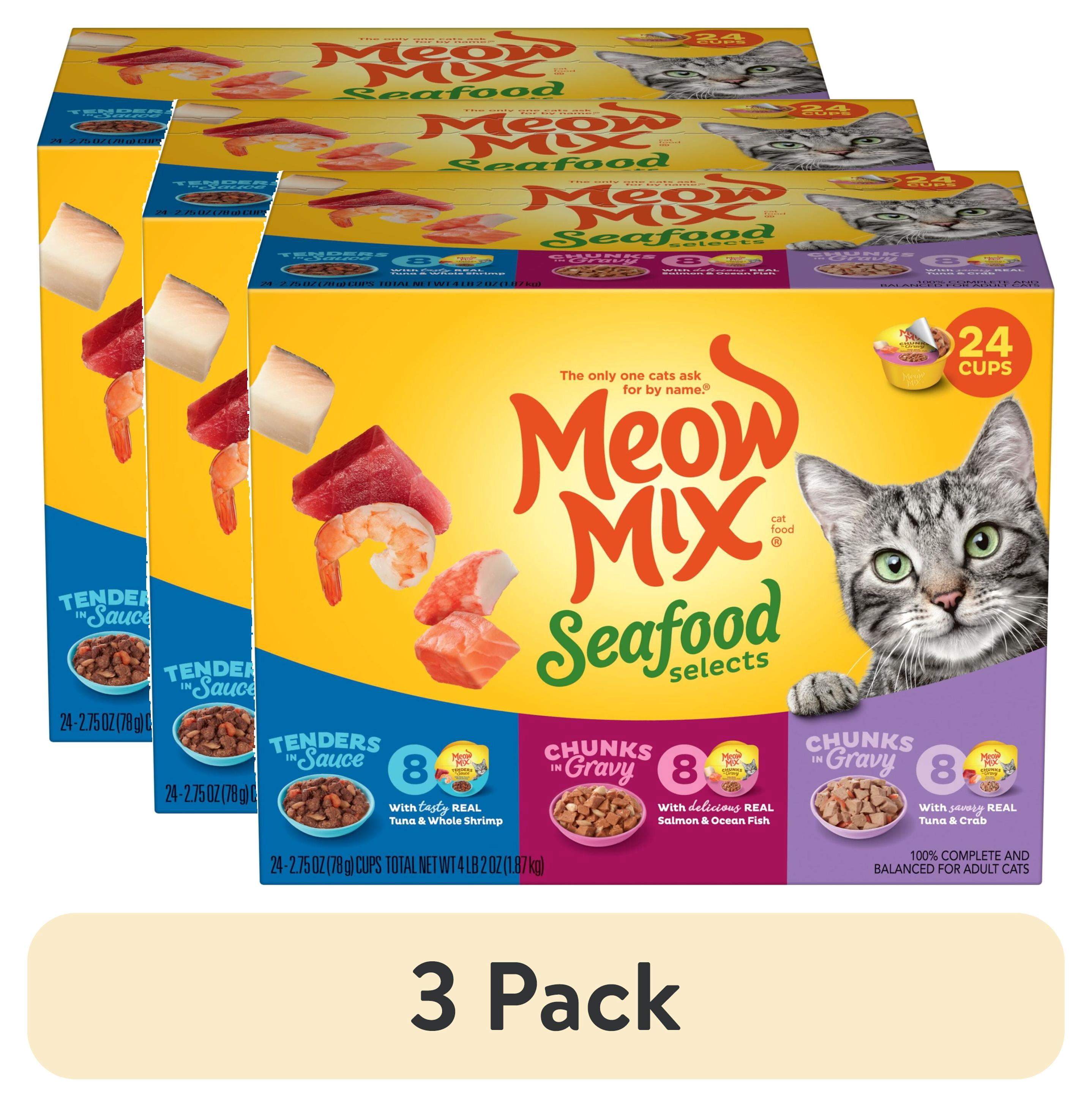(3 pack) Meow Mix Seafood Selections Variety Pack, Wet Cat Food, 2.75 ...