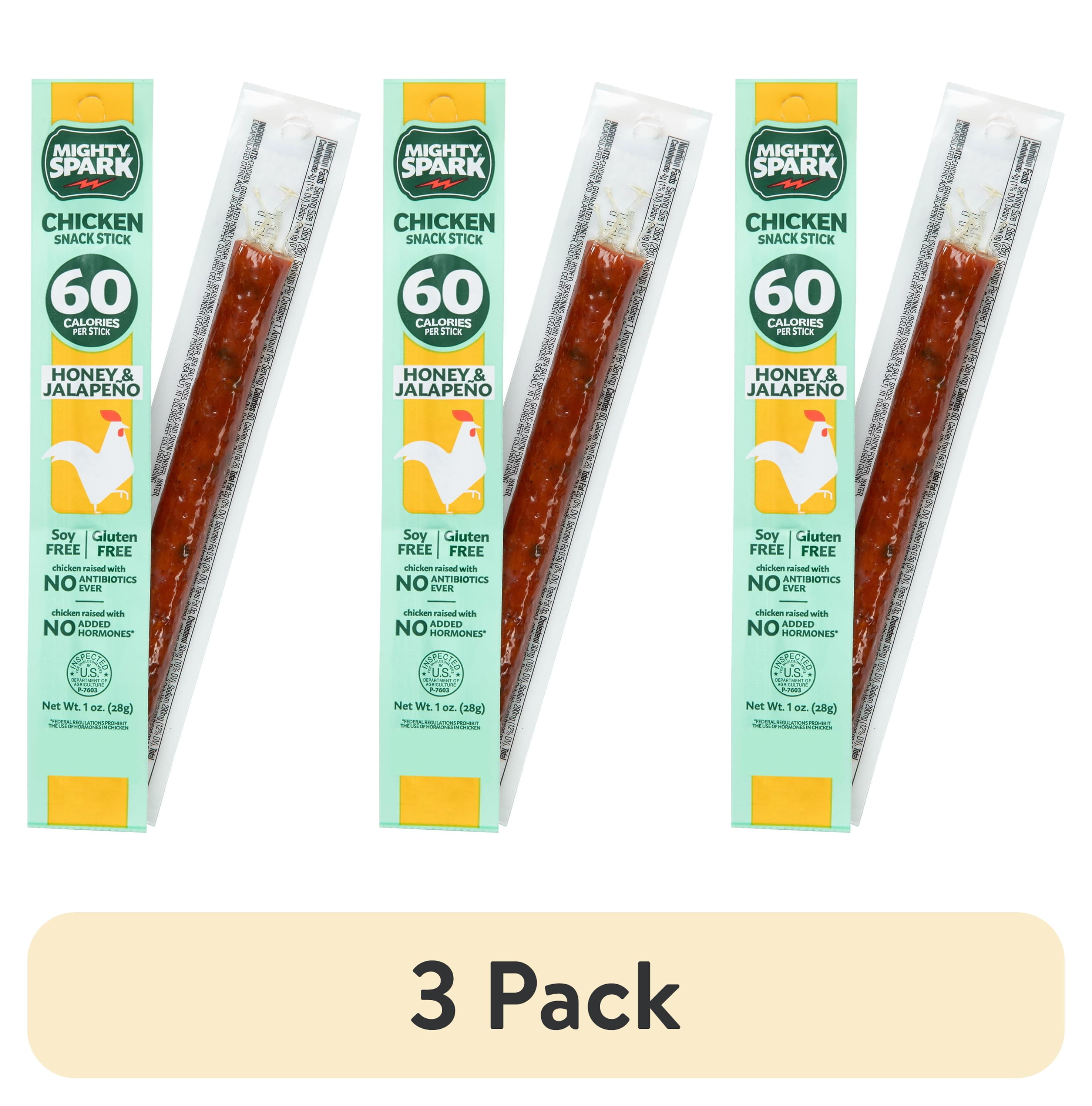 (3 pack) Mighty Spark Honey & Jalapeno Chicken Snack Stick, 1 oz ...