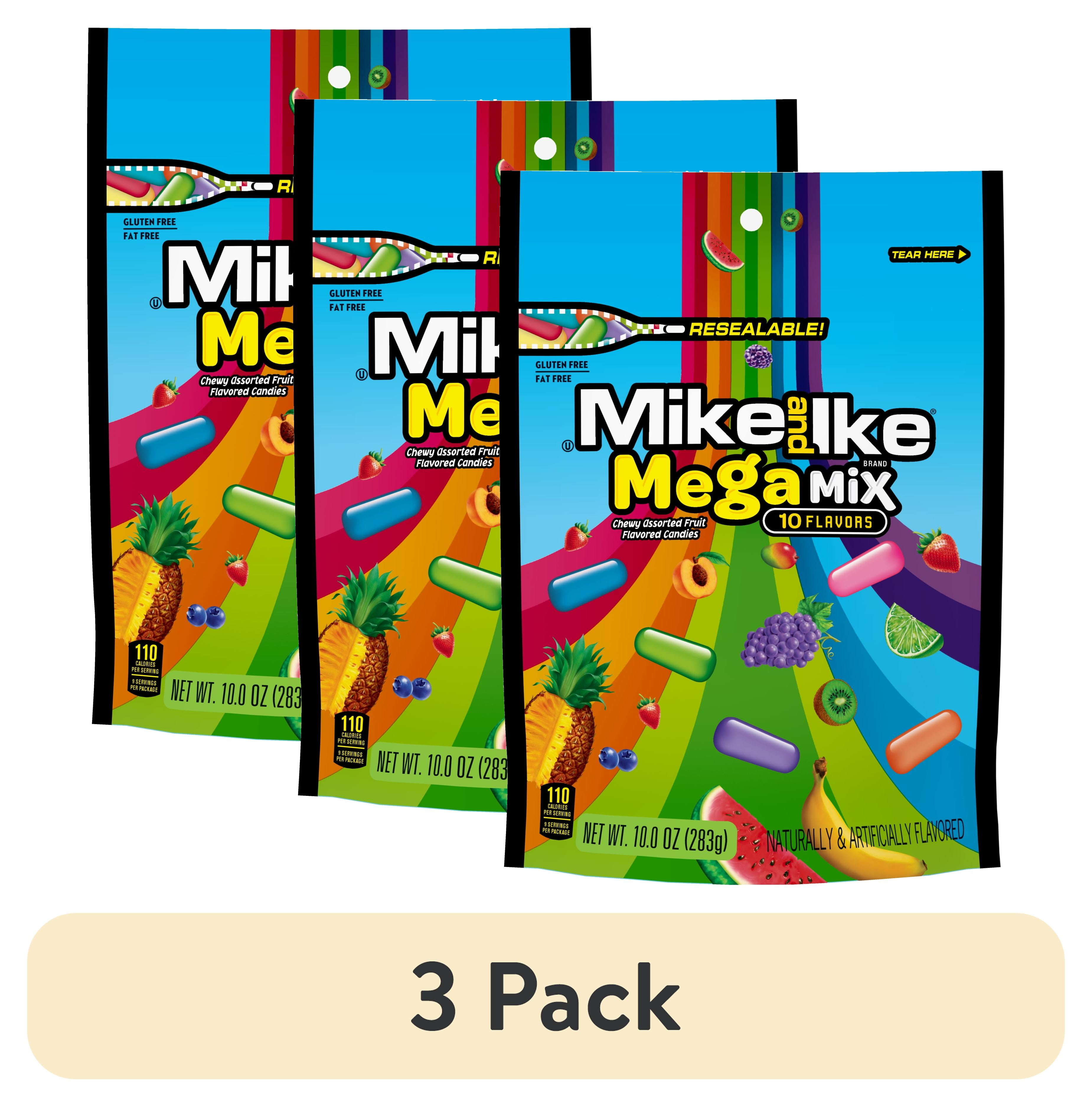 (3 pack) Mike and Ike Mega Mix Chewy Candy, 10 ounce Stand Up Bag, 1 ...