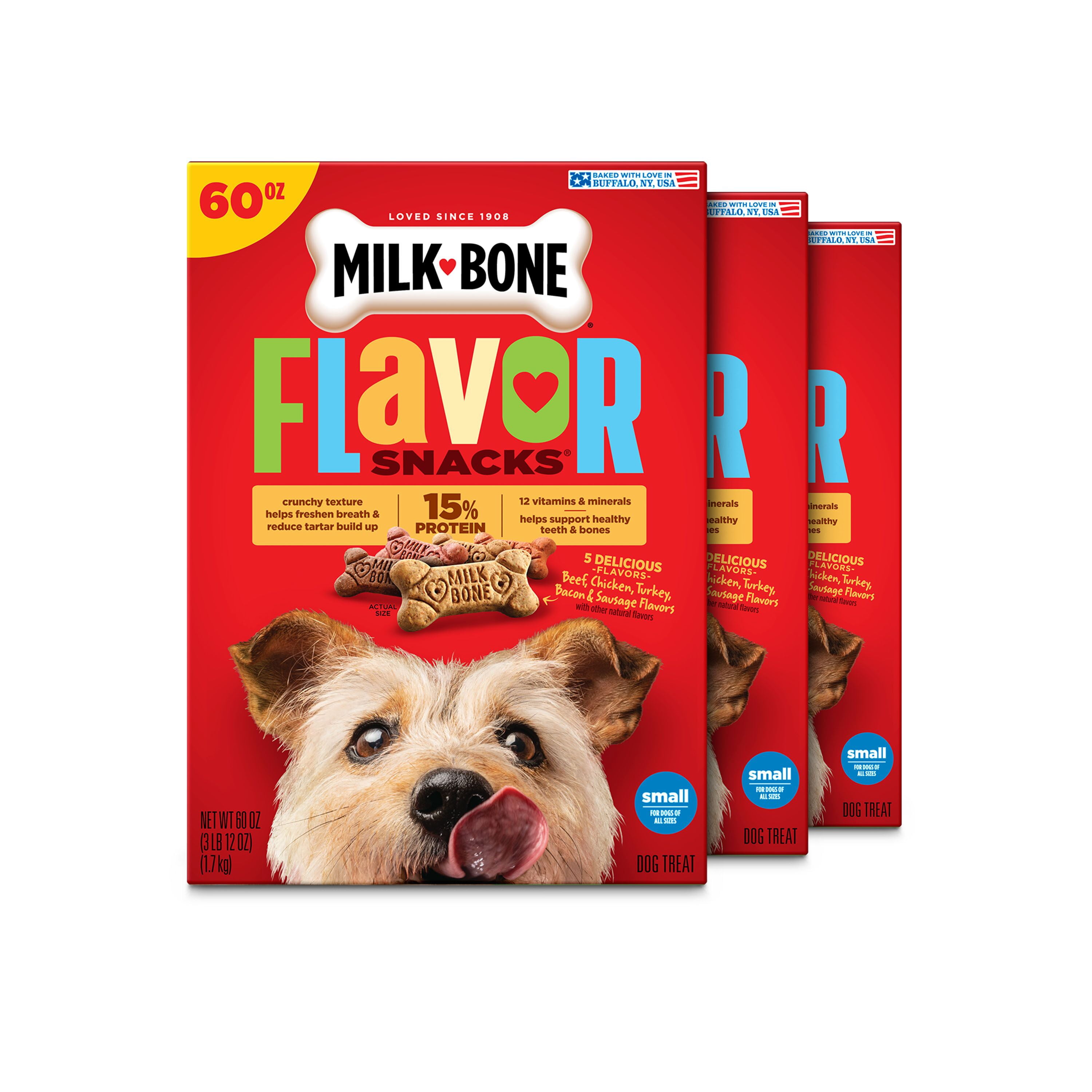 (3 pack) Milk Bone Flavor Snacks Small Dog Biscuits, Flavored Crunchy ...