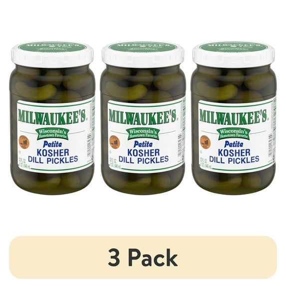 (3 pack) Milwaukee's Petite Kosher Dill Pickles, 32 fl oz Jar - Walmart.com