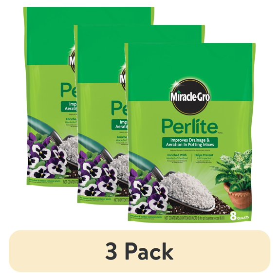 (3 pack) Miracle-Gro Perlite, 8 qt., Improves Drainage and Aeration in ...