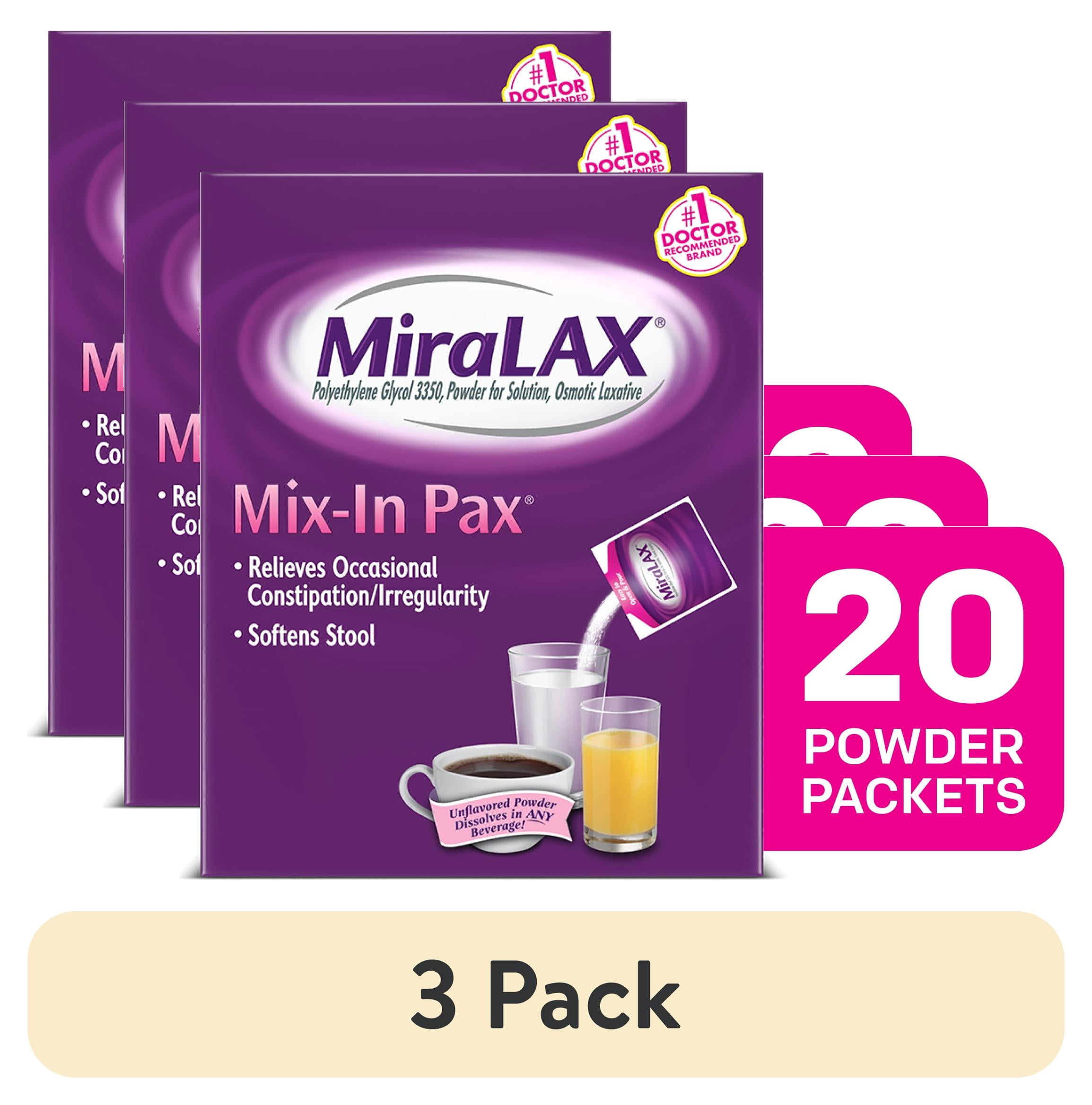 (3 pack) MiraLAX Mix-In Powder Laxative for Gentle Constipation Relief ...