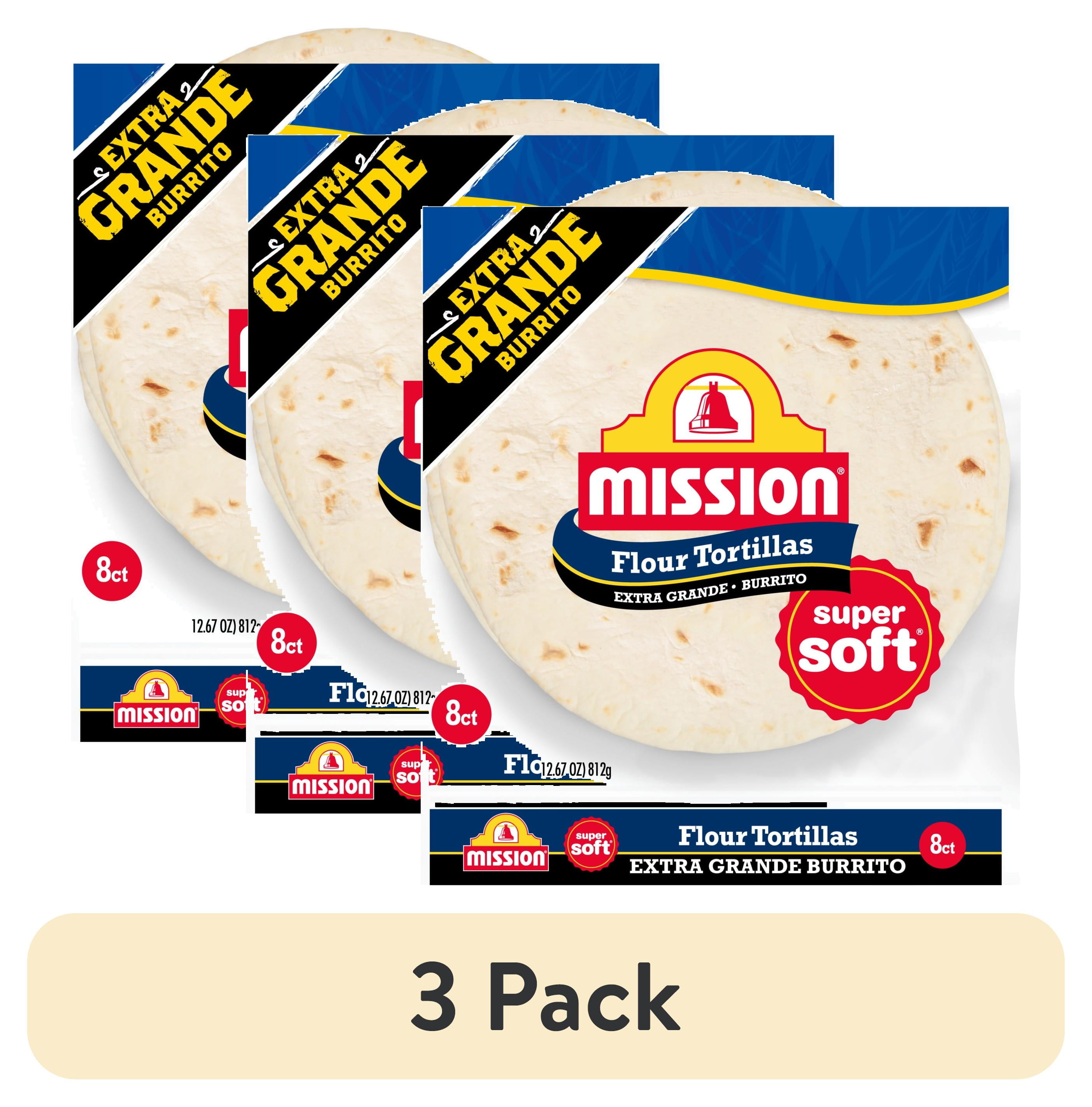 (3 pack) Mission Super Soft Flour Tortillas, XL Burrito Size, 8 Count ...