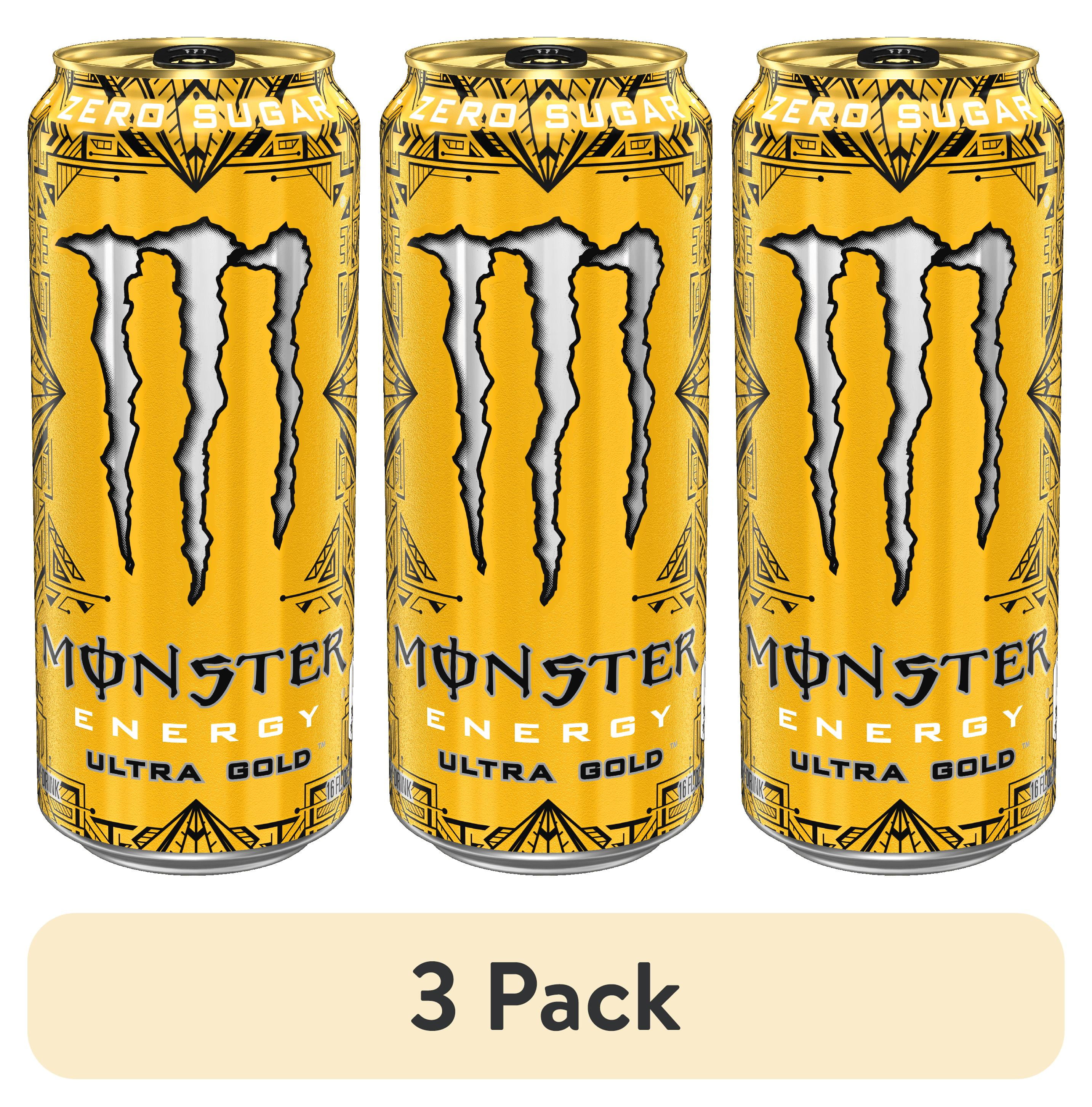 (3 pack) Monster Ultra Gold, Sugar Free Energy Drink, 16 fl oz ...