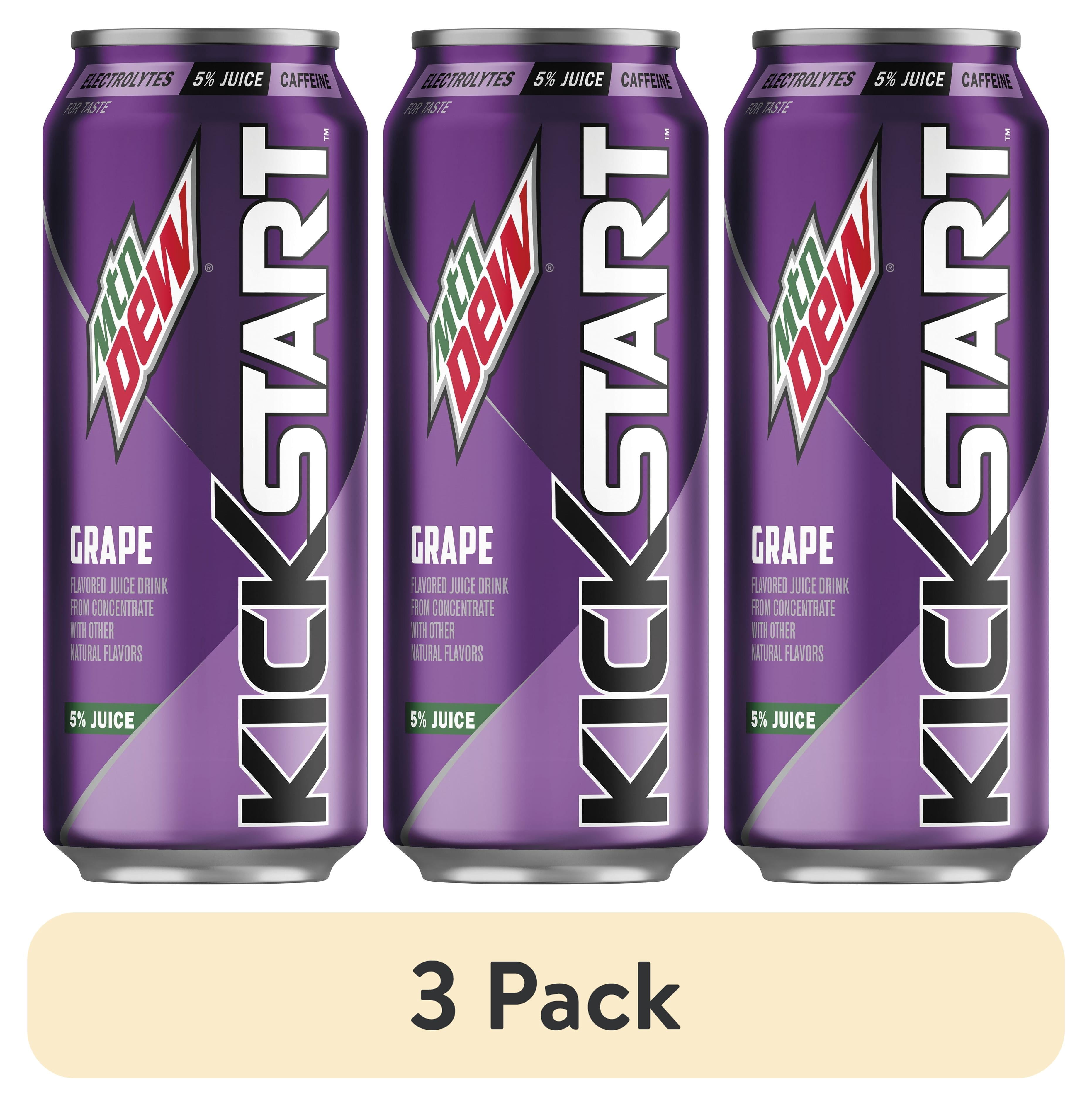 (3 pack) Mountain Dew Kickstart Grape Energizing Juice 16 fl oz Can ...