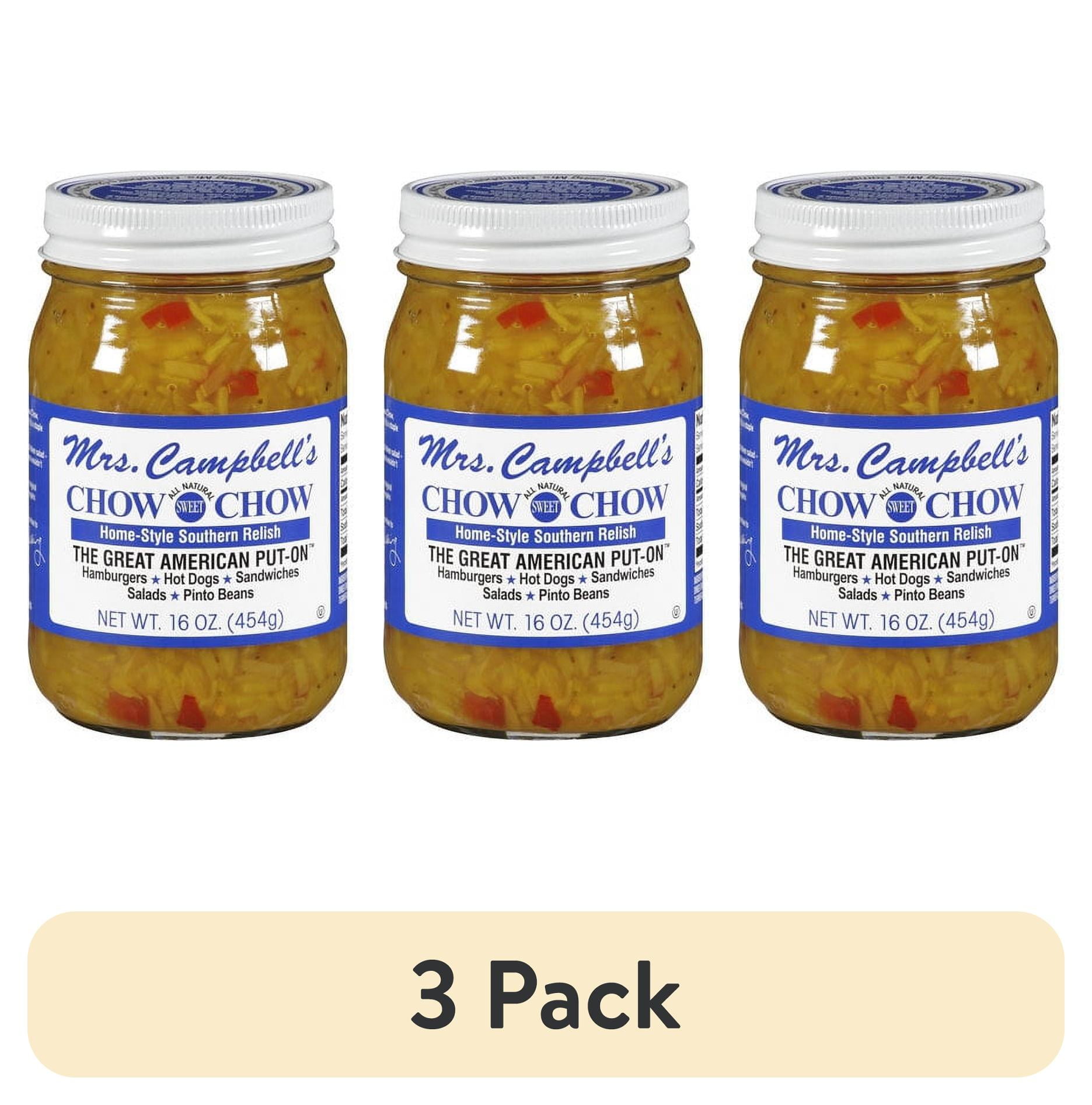(3 pack) Mrs. Campbell's Sweet Chow Chow Relish, Gluten Free, 16 OZ ...