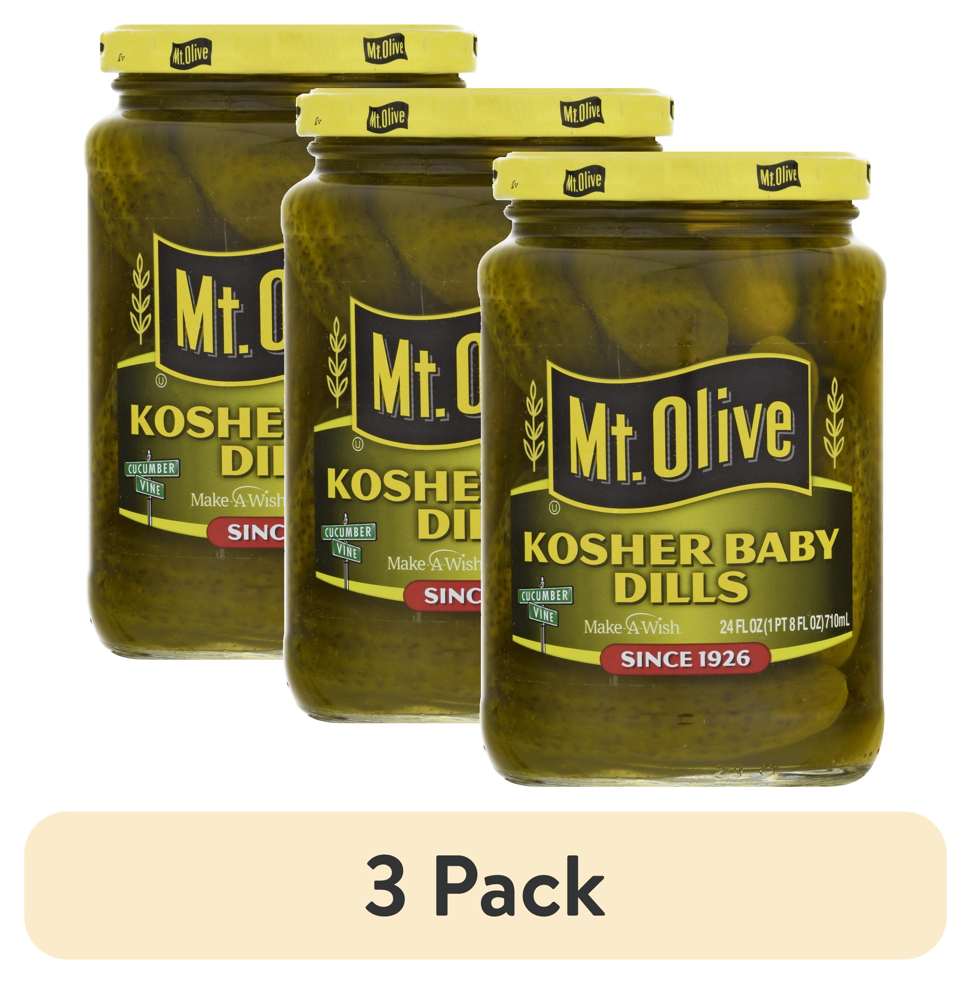 (3 pack) Mt. Olive Kosher Baby Dill Pickles, 24 fl oz Jar - Walmart.com