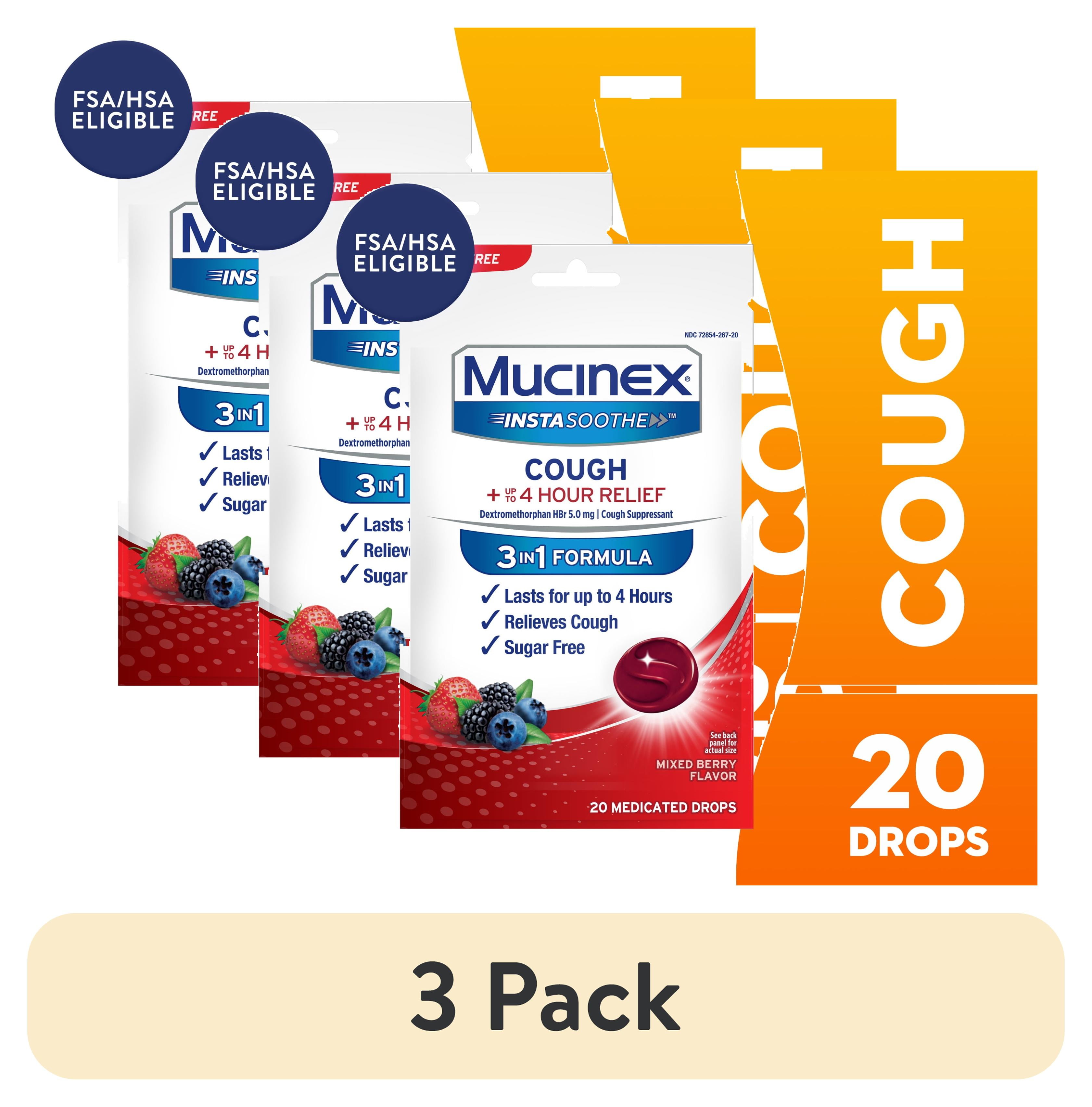 (3 pack) Mucinex Instasoothe Cough Drops Sugar Free, FSA/HSA, Mixed ...