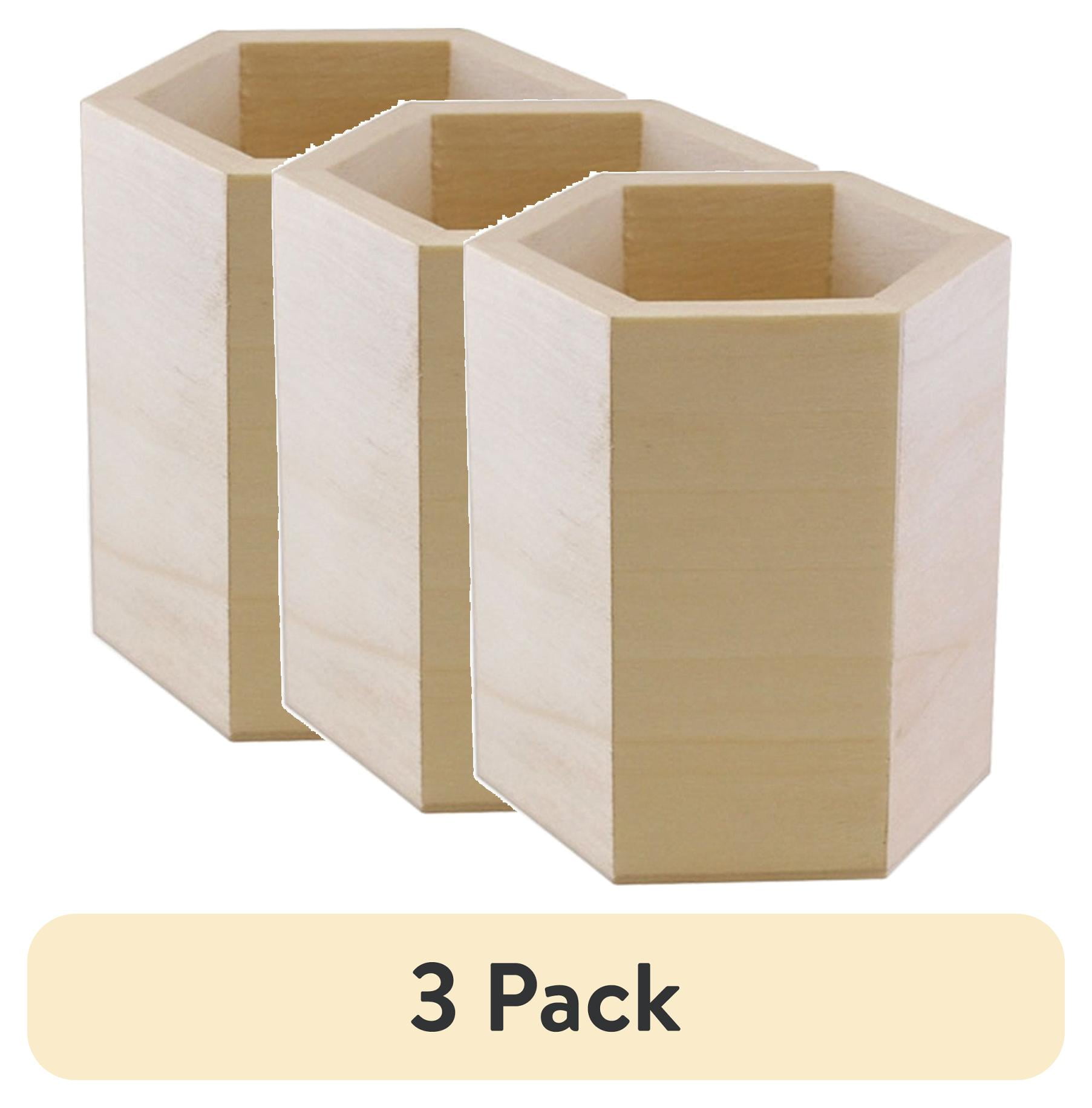 (3 pack) Multicraft Wooden Pen & Pencil Tub 3.5"-Hexagon - Walmart.com