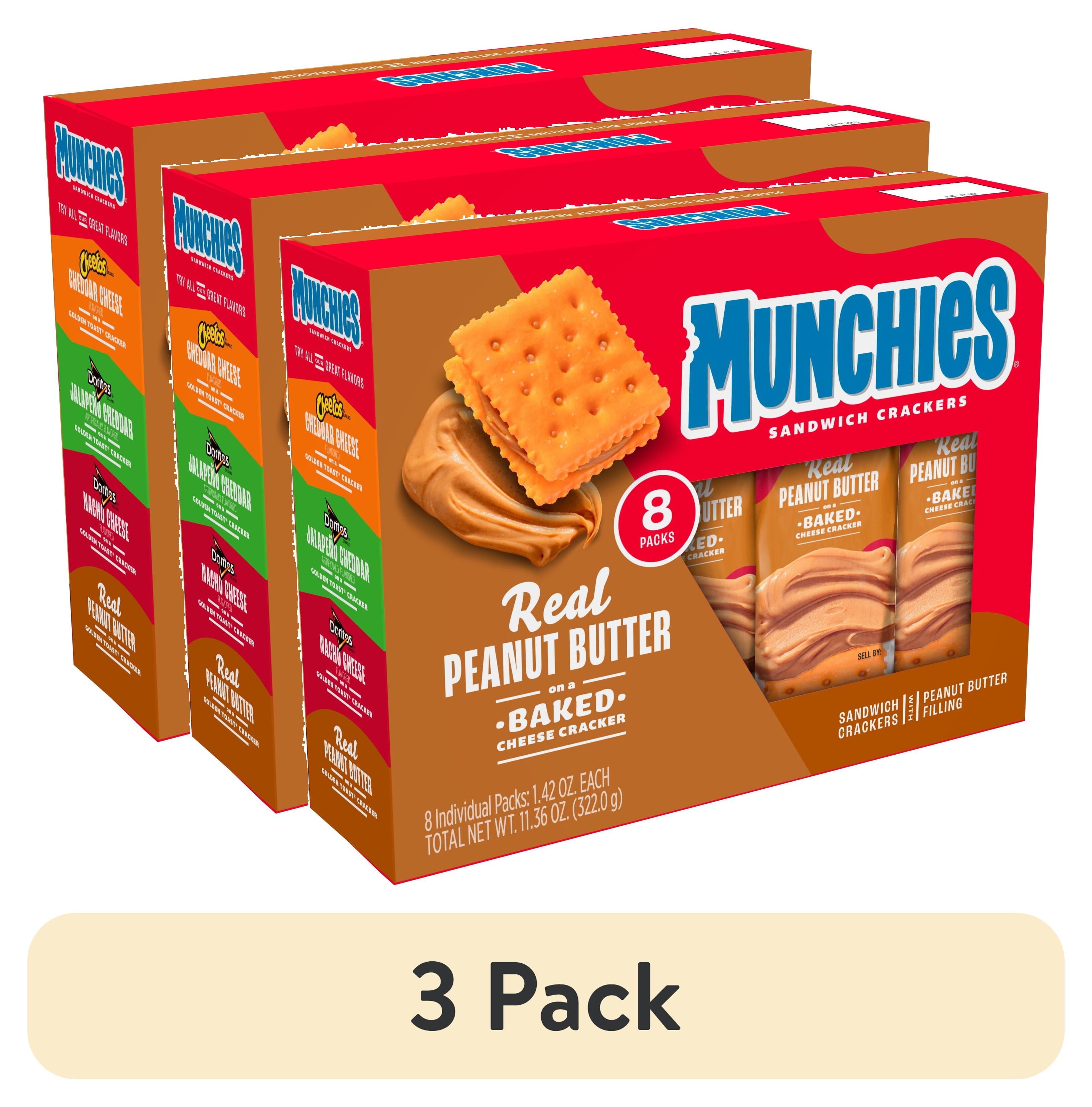 (3 pack) Munchies Peanut Butter Sandwich Crackers, 1.42 oz, 8 Count ...