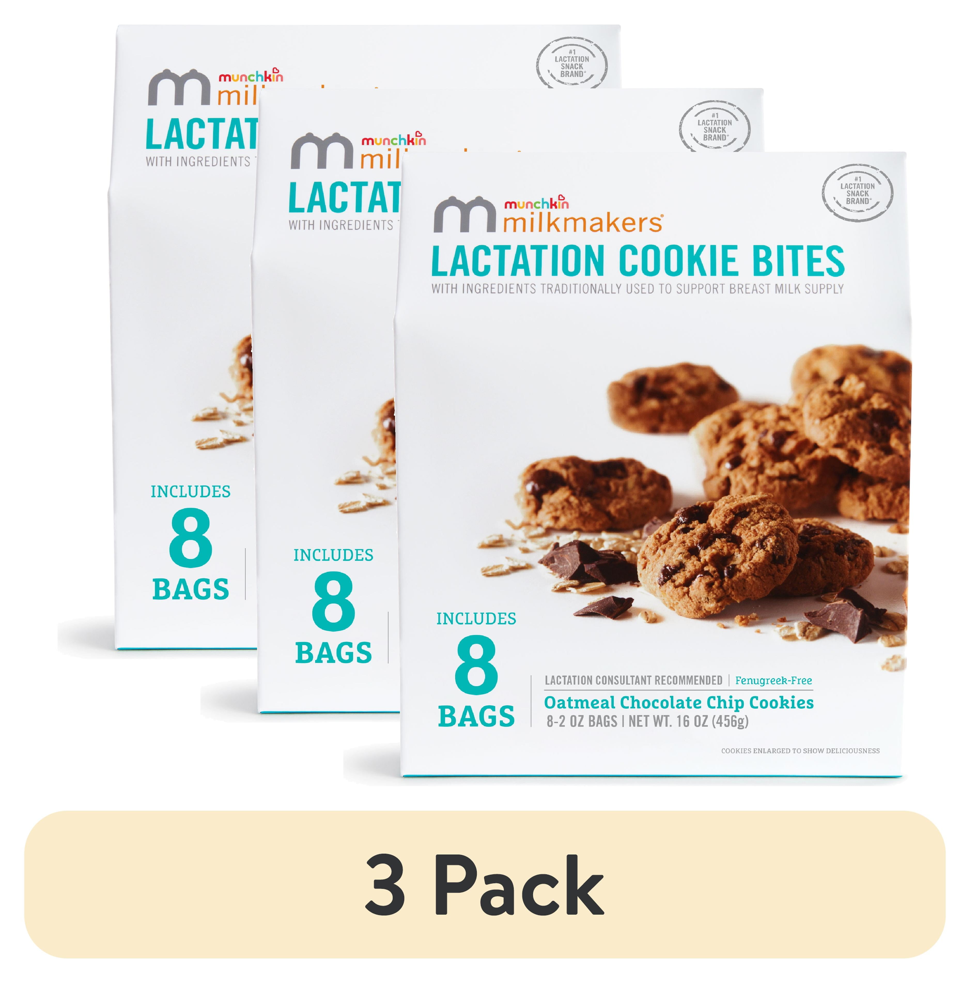(3 pack) Munchkin Milkmakers Lactation Cookie Bites, Oatmeal Chocolate ...