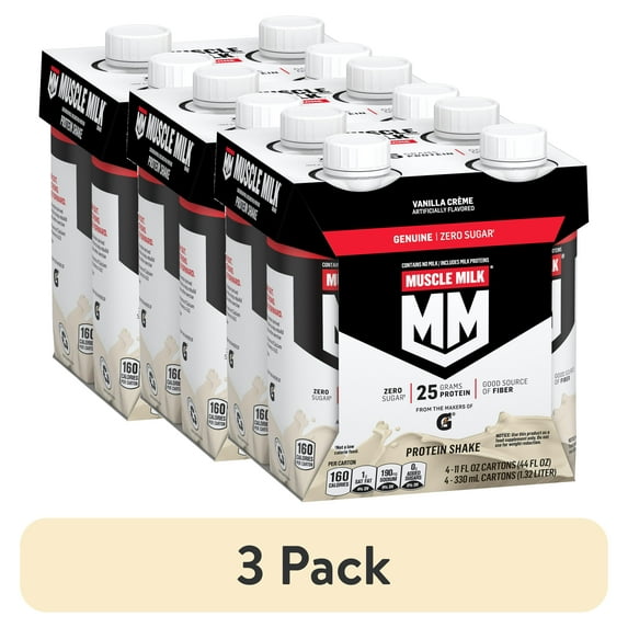 (3 pack) Muscle Milk Genuine Protein Shake, Vanilla Creme, 11 fl oz ...