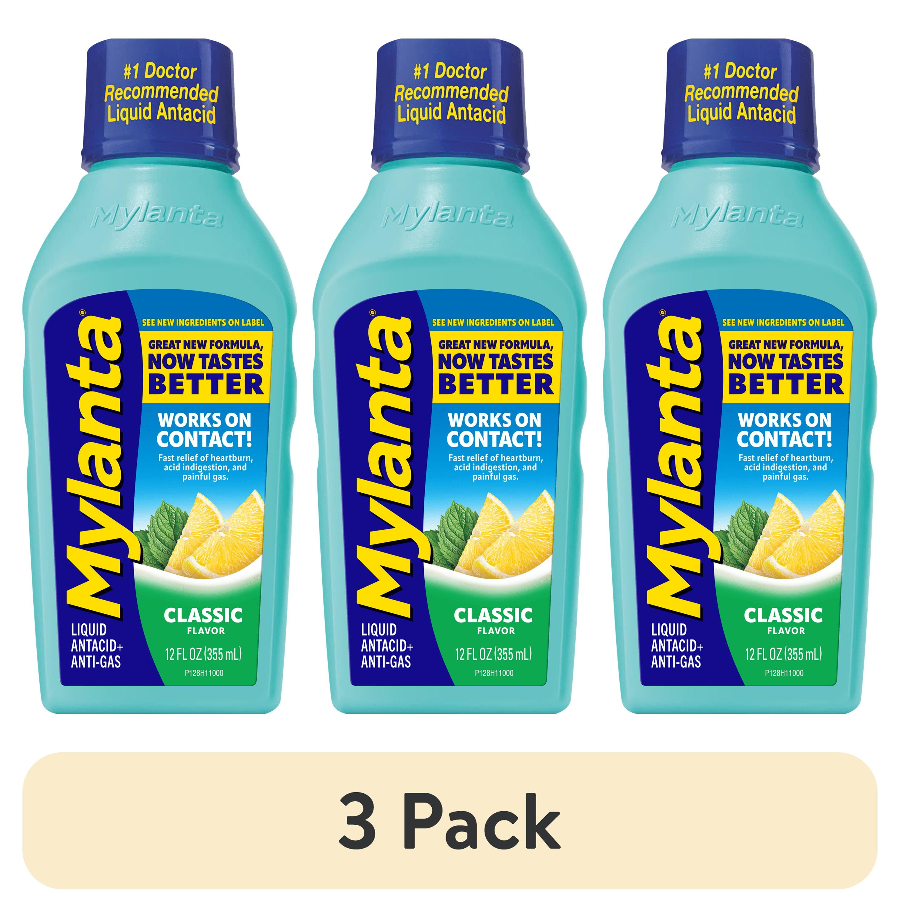(3 pack) Mylanta for Heartburn, Acid Reflux, & Gas Relief, Liquid Antacid, Classic Flavor, 12 ...