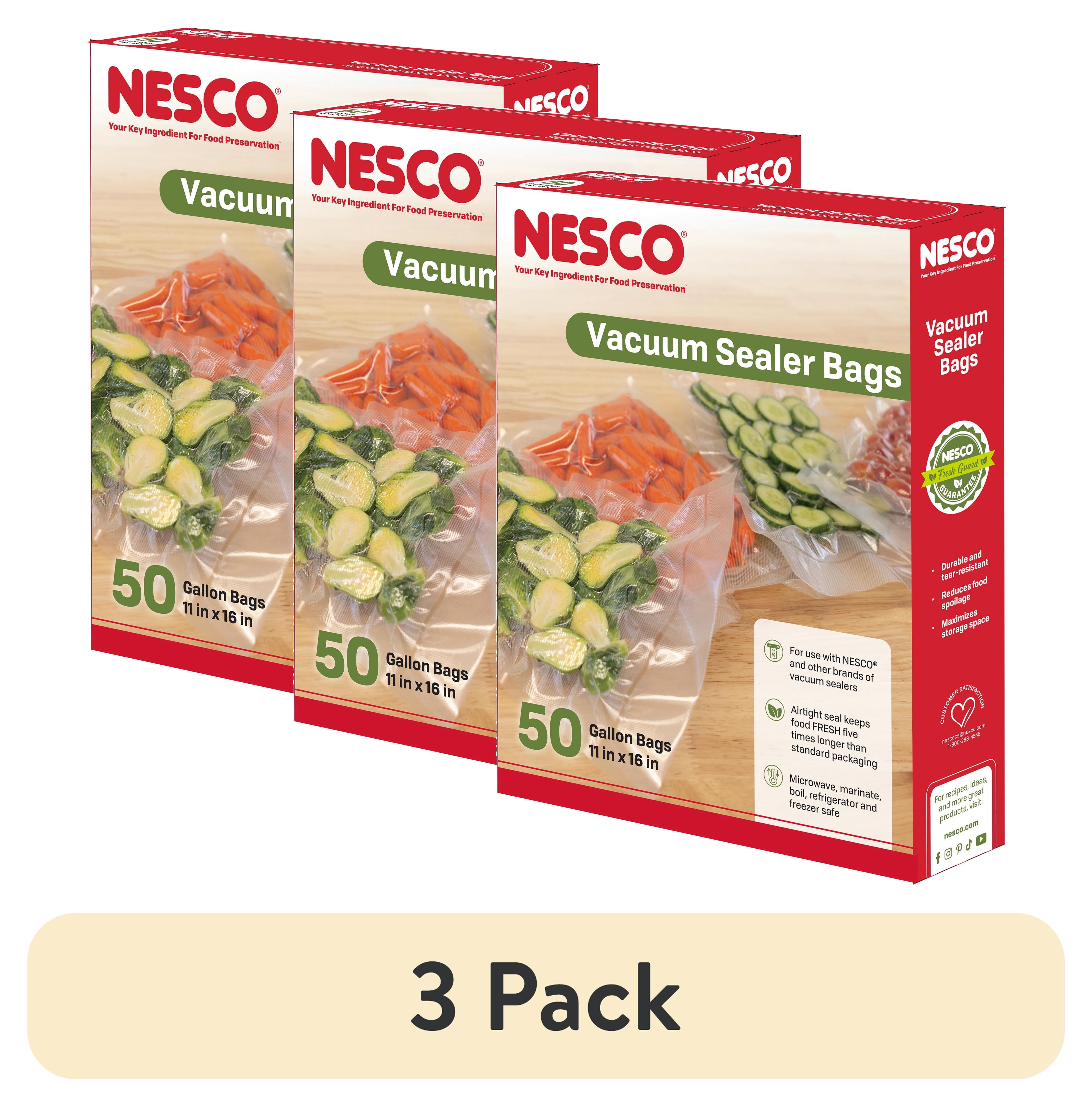 (3 pack) NESCO Gallon Vacuum Sealer Bags (11" x 16"), 50-Count BPA-Free ...