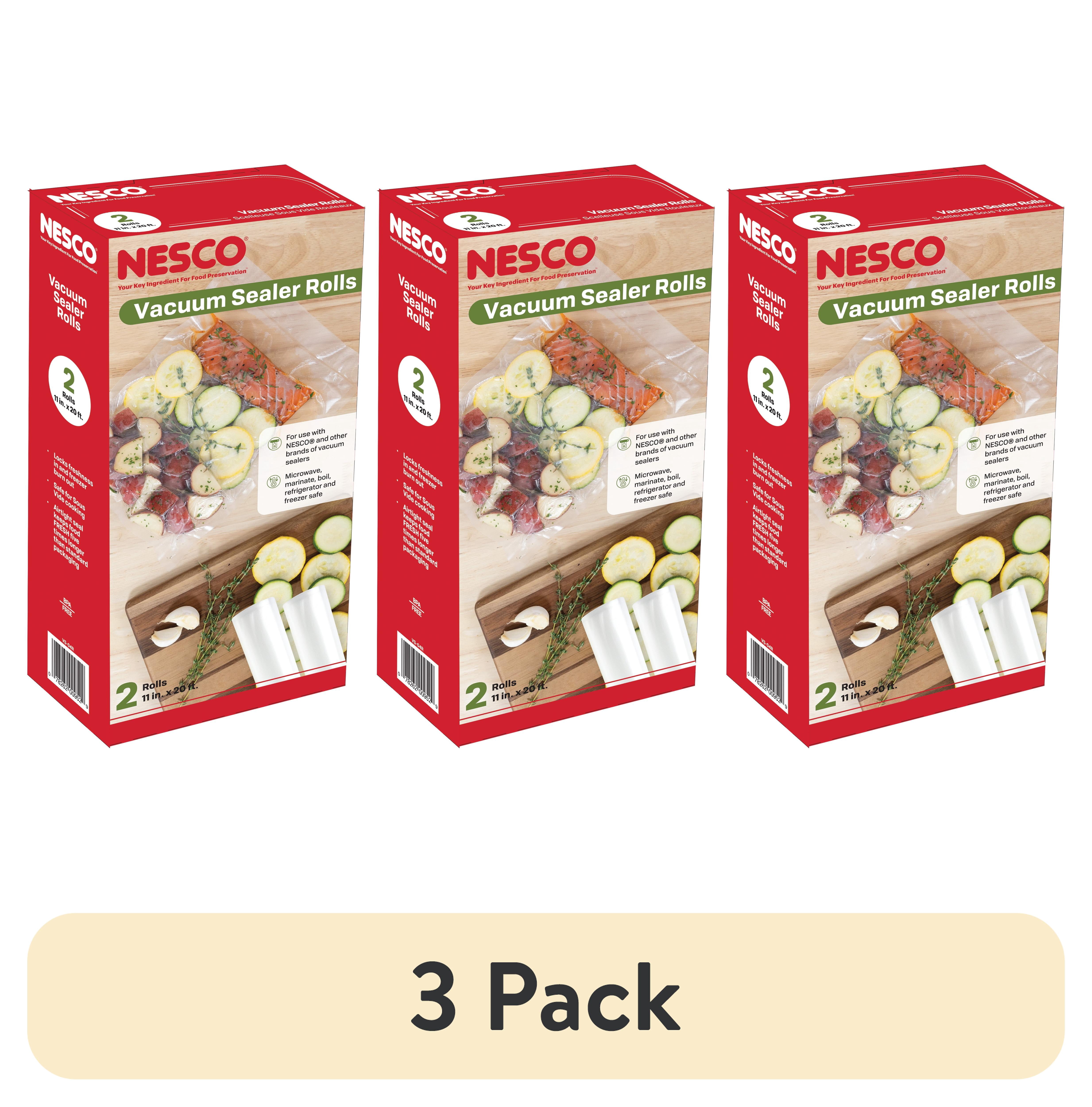 (3 pack) NESCO 11" x 20' Vacuum Sealer Bag Rolls, 2-Count BPA-Free ...