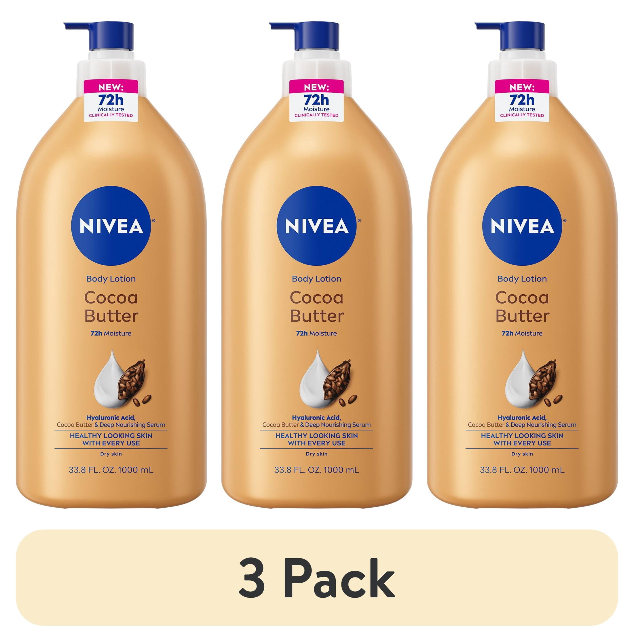 (3 pack) NIVEA Cocoa Butter Body Lotion for Dry Skin with Hyaluronic ...