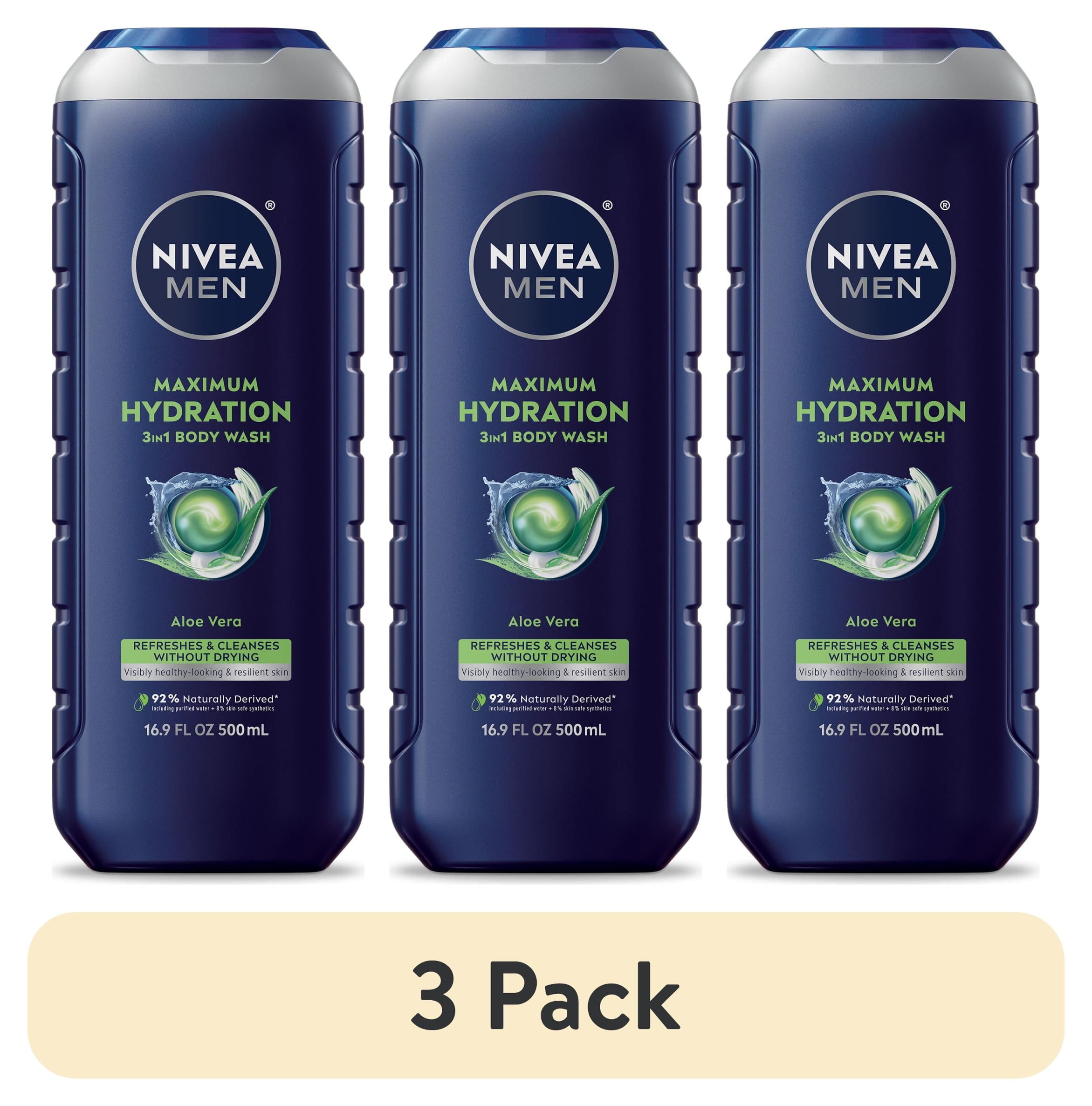 (3 pack) NIVEA MEN Maximum Hydration 3-in-1 Men's Body Wash for Dry ...