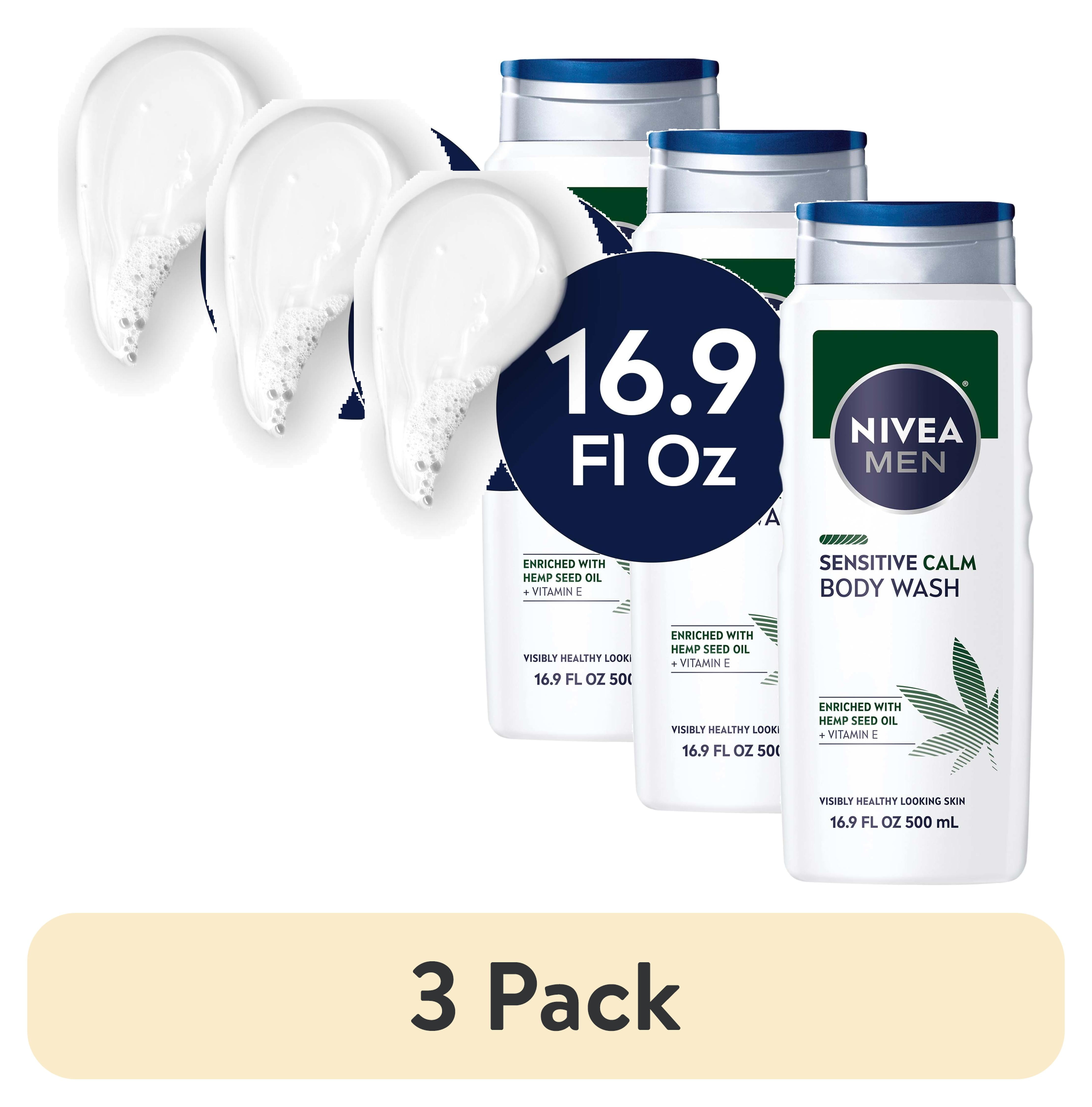 (3 pack) NIVEA MEN Sensitive Calm Body Wash for Sensitive Skin, Hemp ...