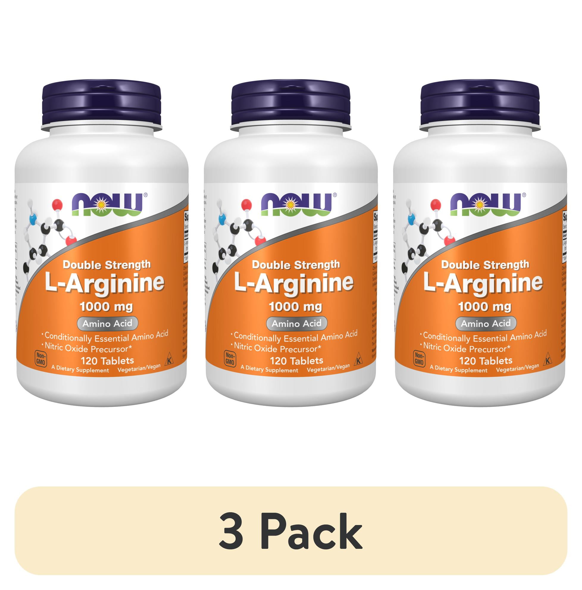 (3 pack) NOW Supplements, L-Arginine 1,000 mg, Nitric Oxide Precursor ...