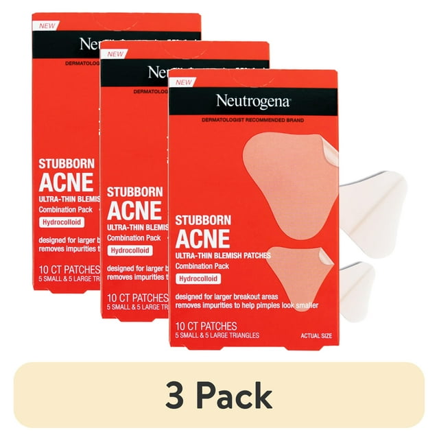 (3 pack) Neutrogena Stubborn Acne Treatment, Blemish Patches, Small and ...