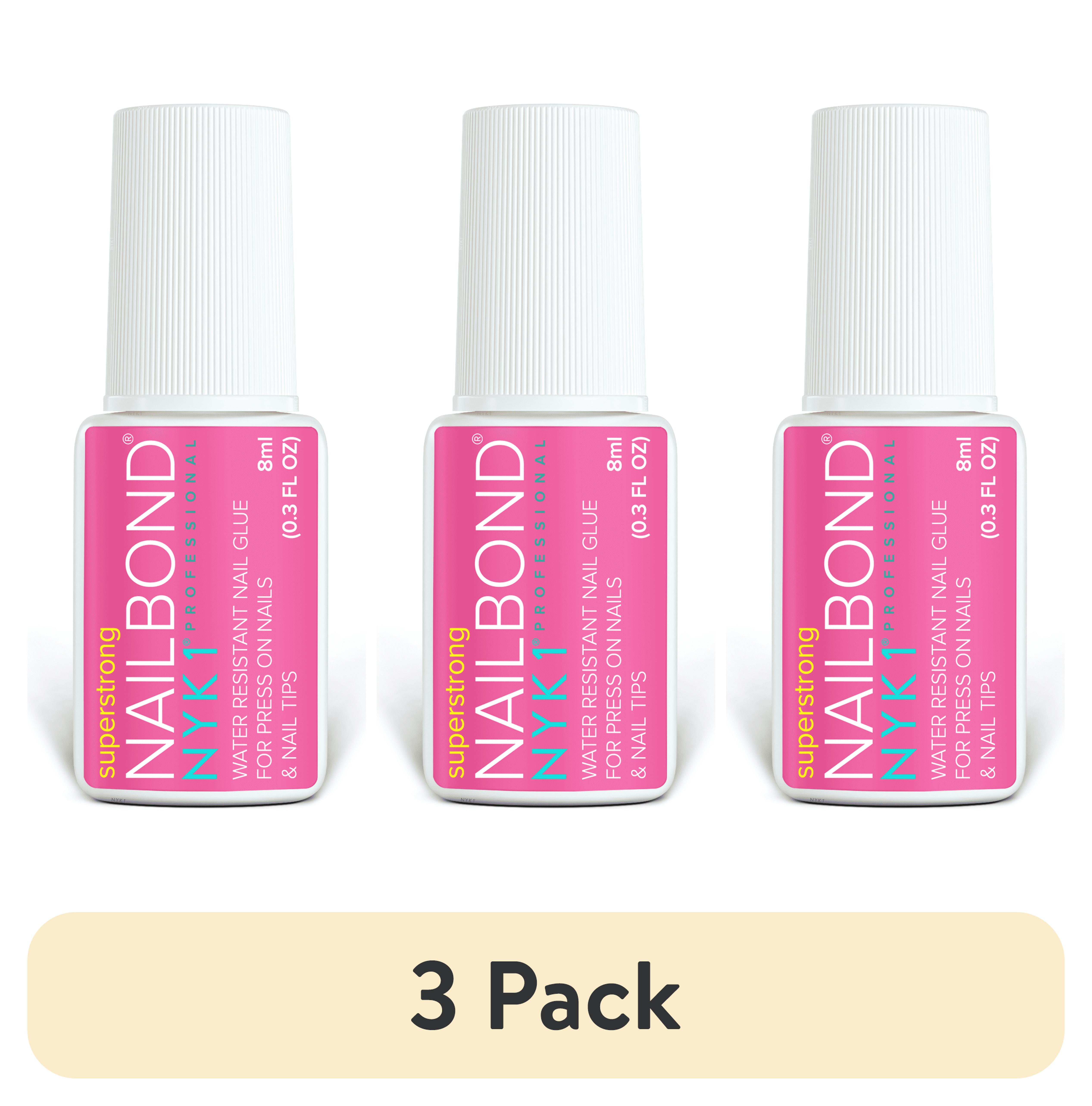 (3 pack) NYK1 NailBond Brush On Nail Glue For Press On Nails, Acrylic ...
