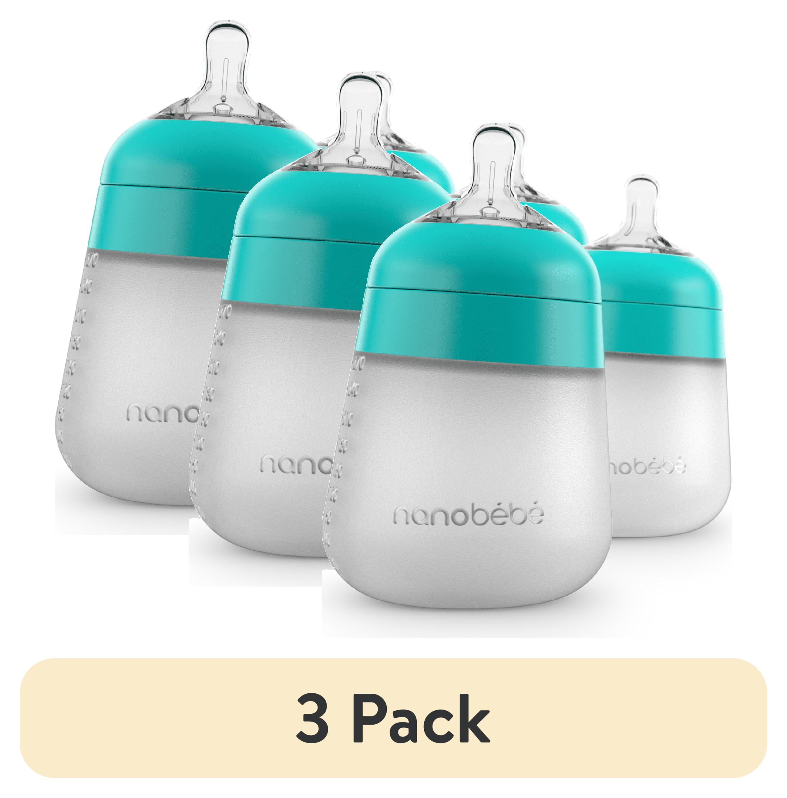 (3 pack) Nanobebe Anti-Colic Flexy Silicone Baby Bottles | Teal, 9 oz ...